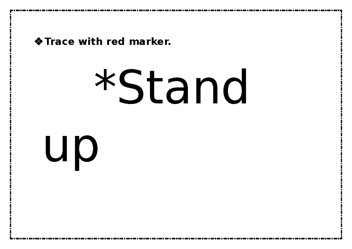 5 AÑOS Commands, Vocabulary - Trace with red marker. *Stand up *Stand ...