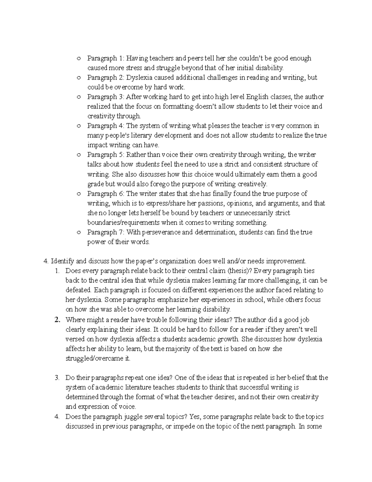 Group 1 - Summary assignment on a passage and analyzed each paragraph ...