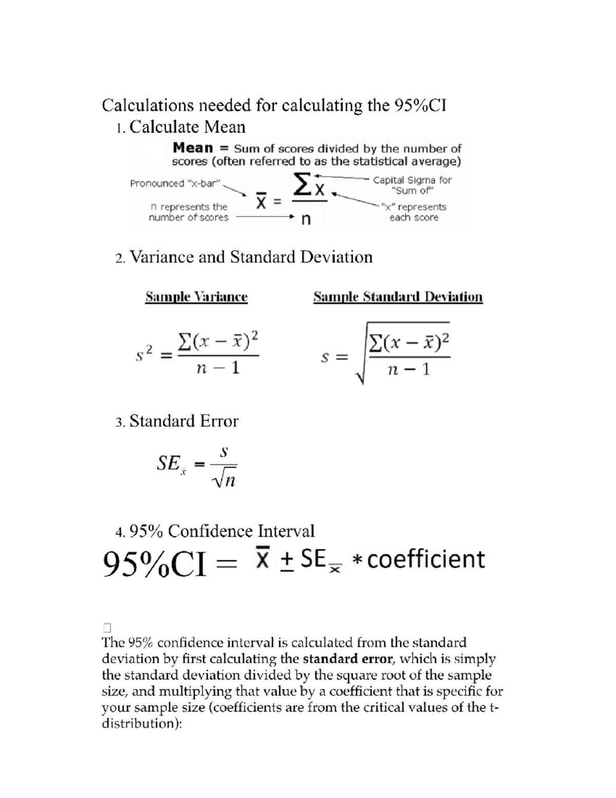 Bio Stats Cheat Sheet - BIO 260 - Studocu
