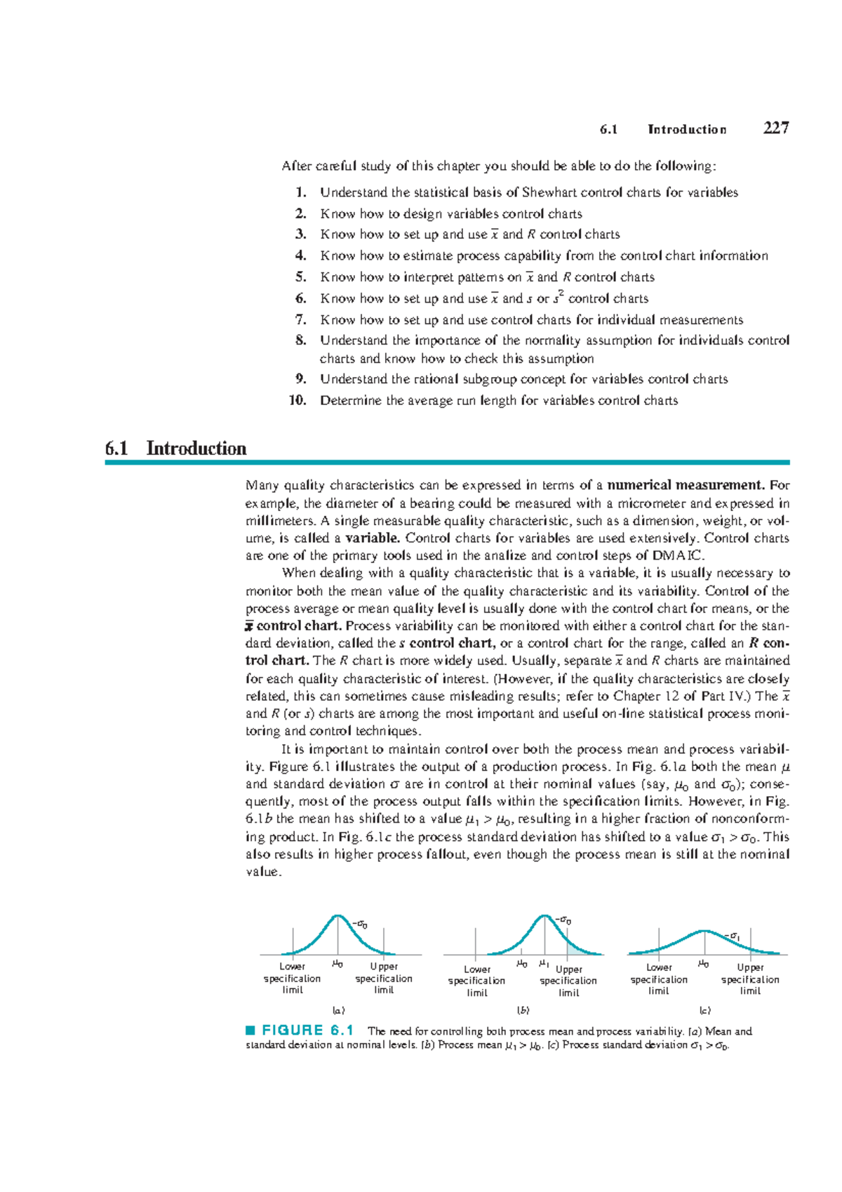 Control chart for variables - 6 Introduction 227 After careful study of ...