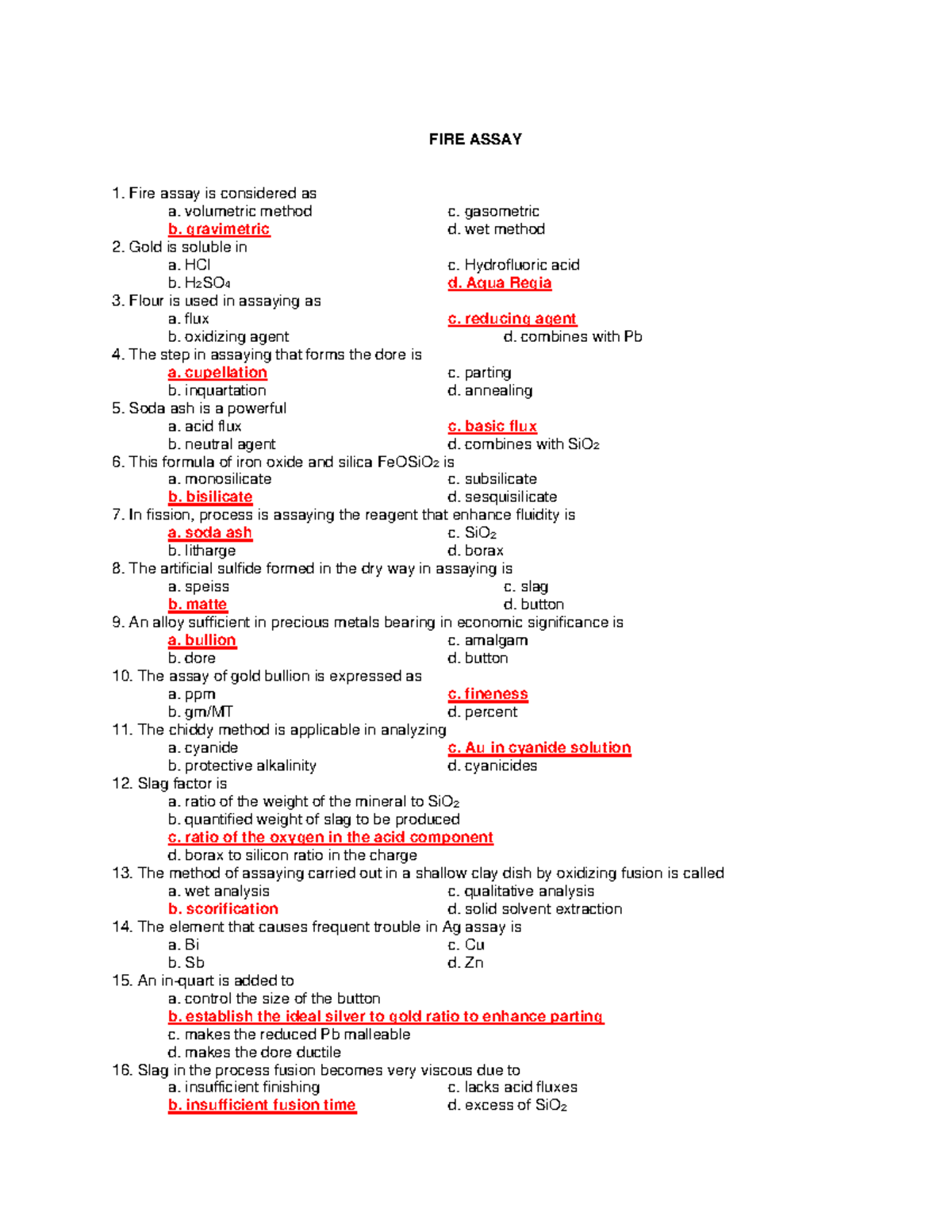 Fire assaying and ore dressing - FIRE ASSAY Fire assay is considered as ...