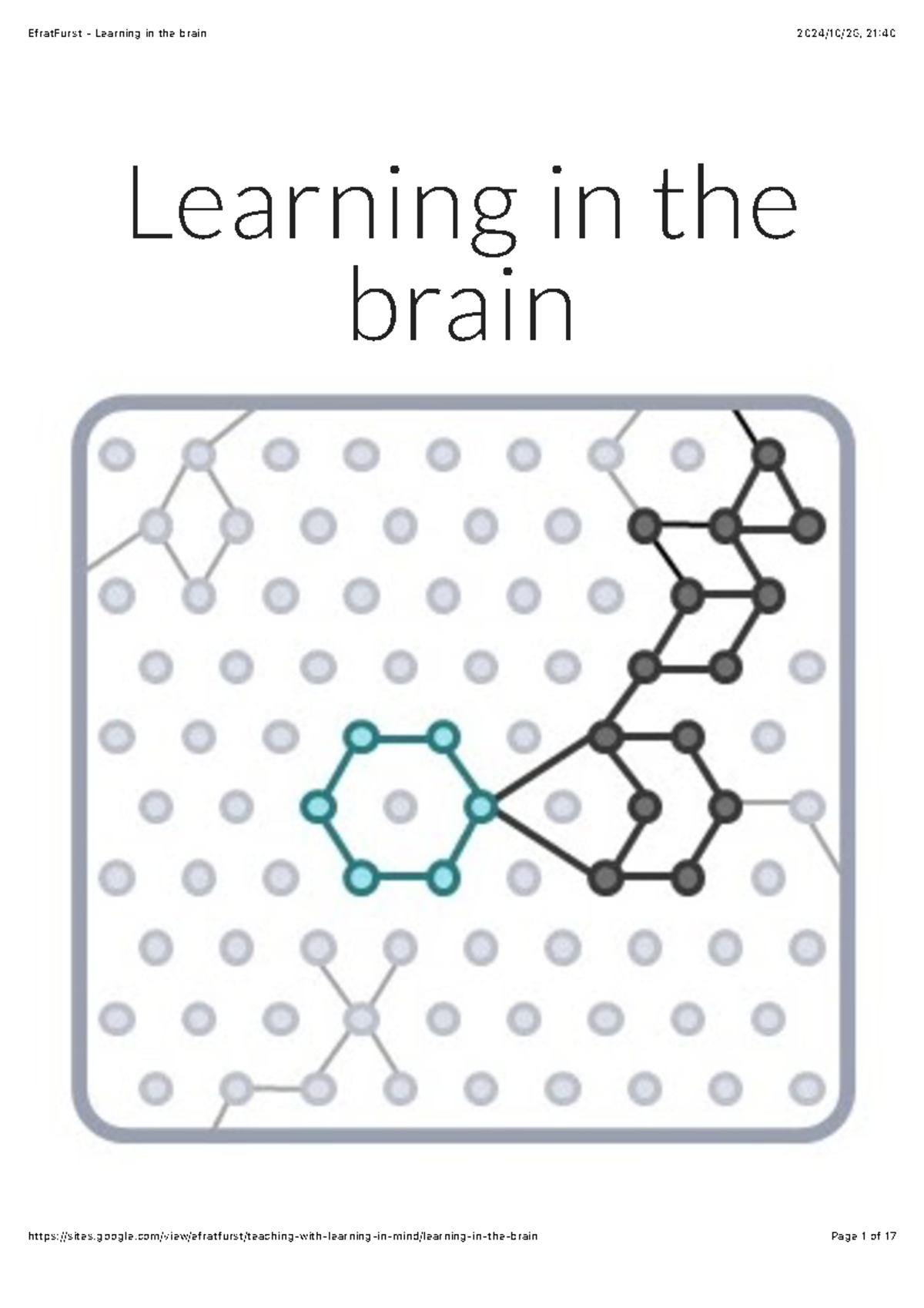 Efrat Furst - Learning in the brain - Learning in the brain Introducing ...