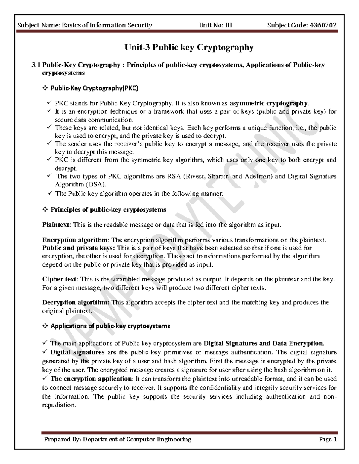 Unit 3 public key cryptography - Unit-3 Public key Cryptography 3 Public-Key Cryptography ...