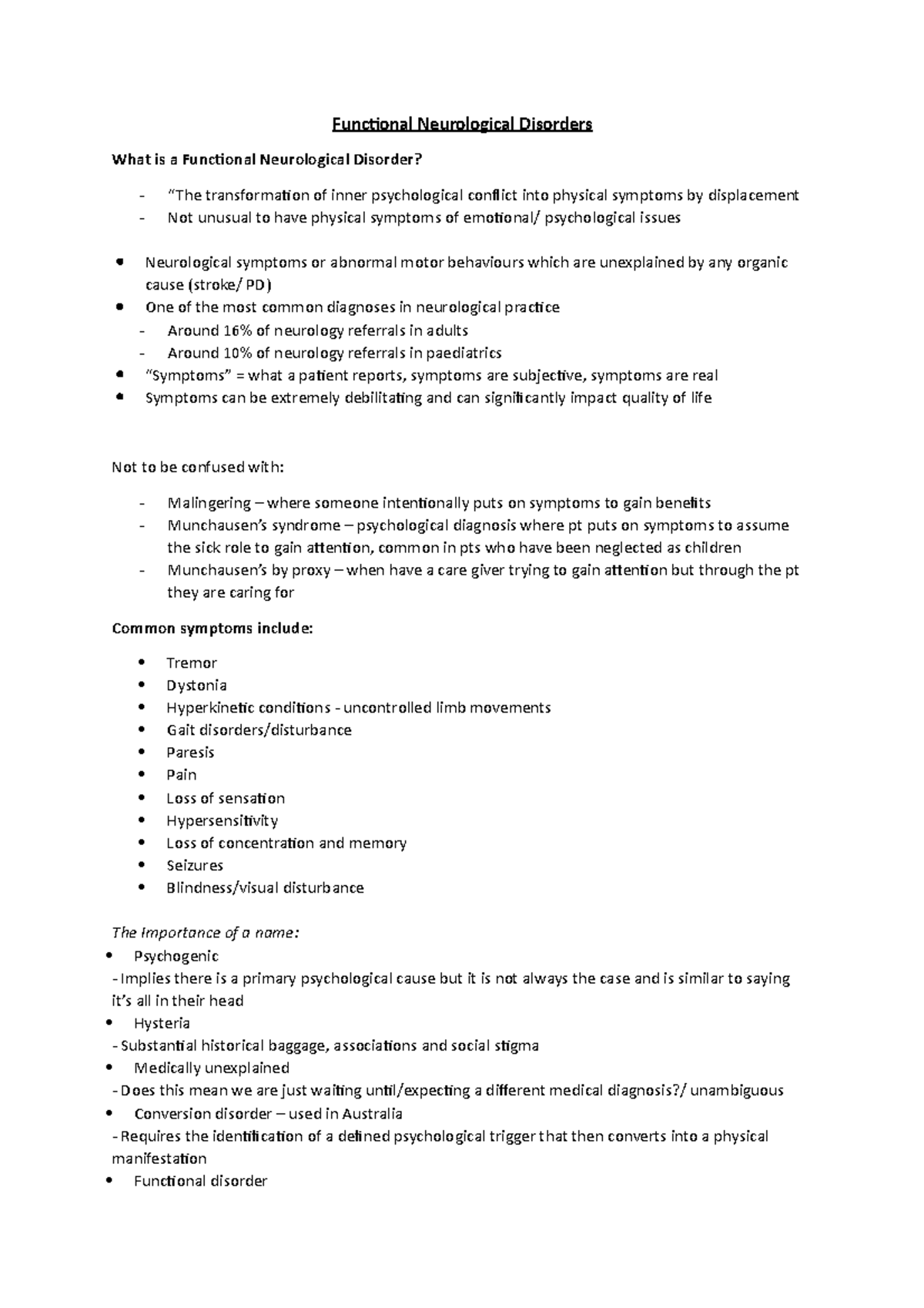 L15 - Functional Neurological Disorders - Functional Neurological ...