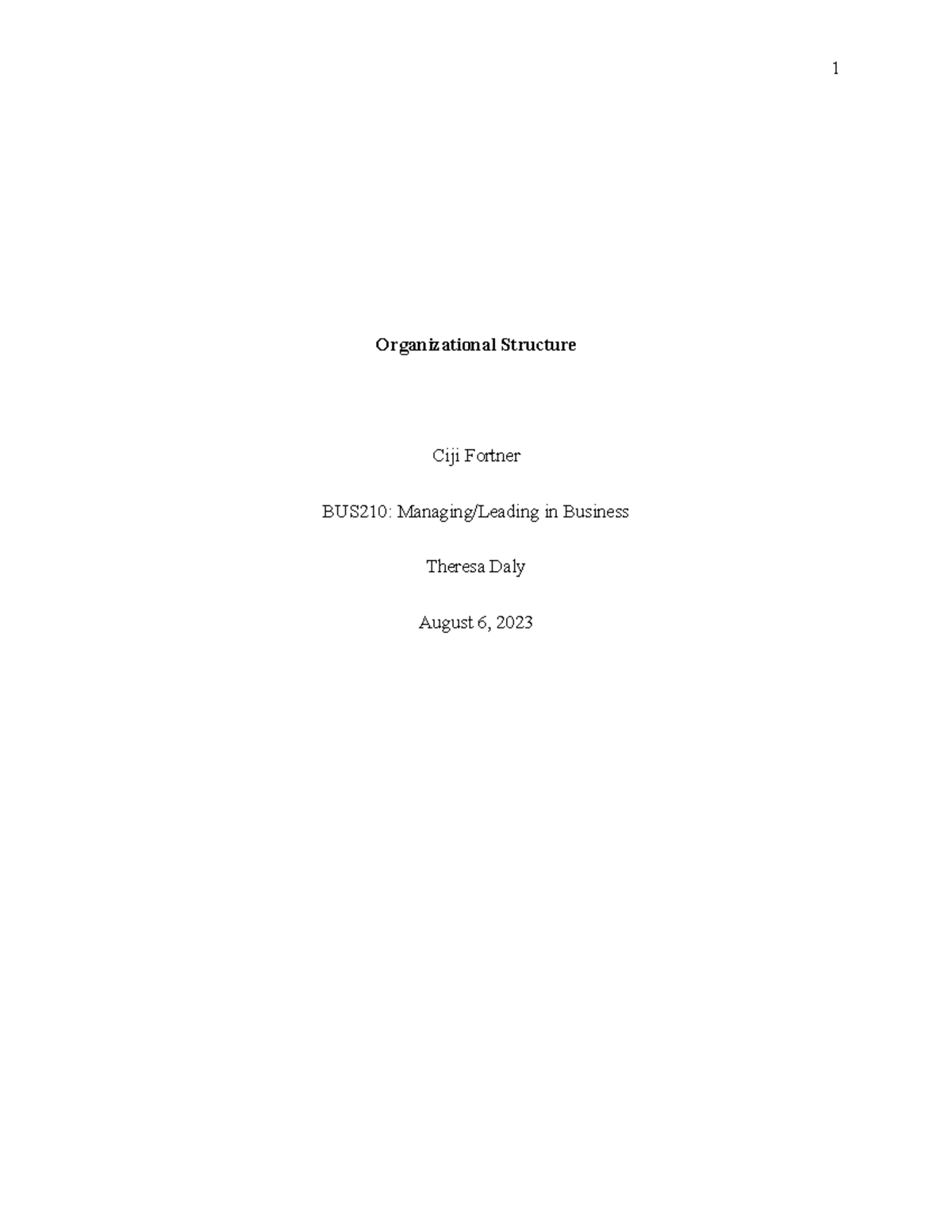 Module 6 Organizational Structure - 1 Organizational Structure Ciji ...