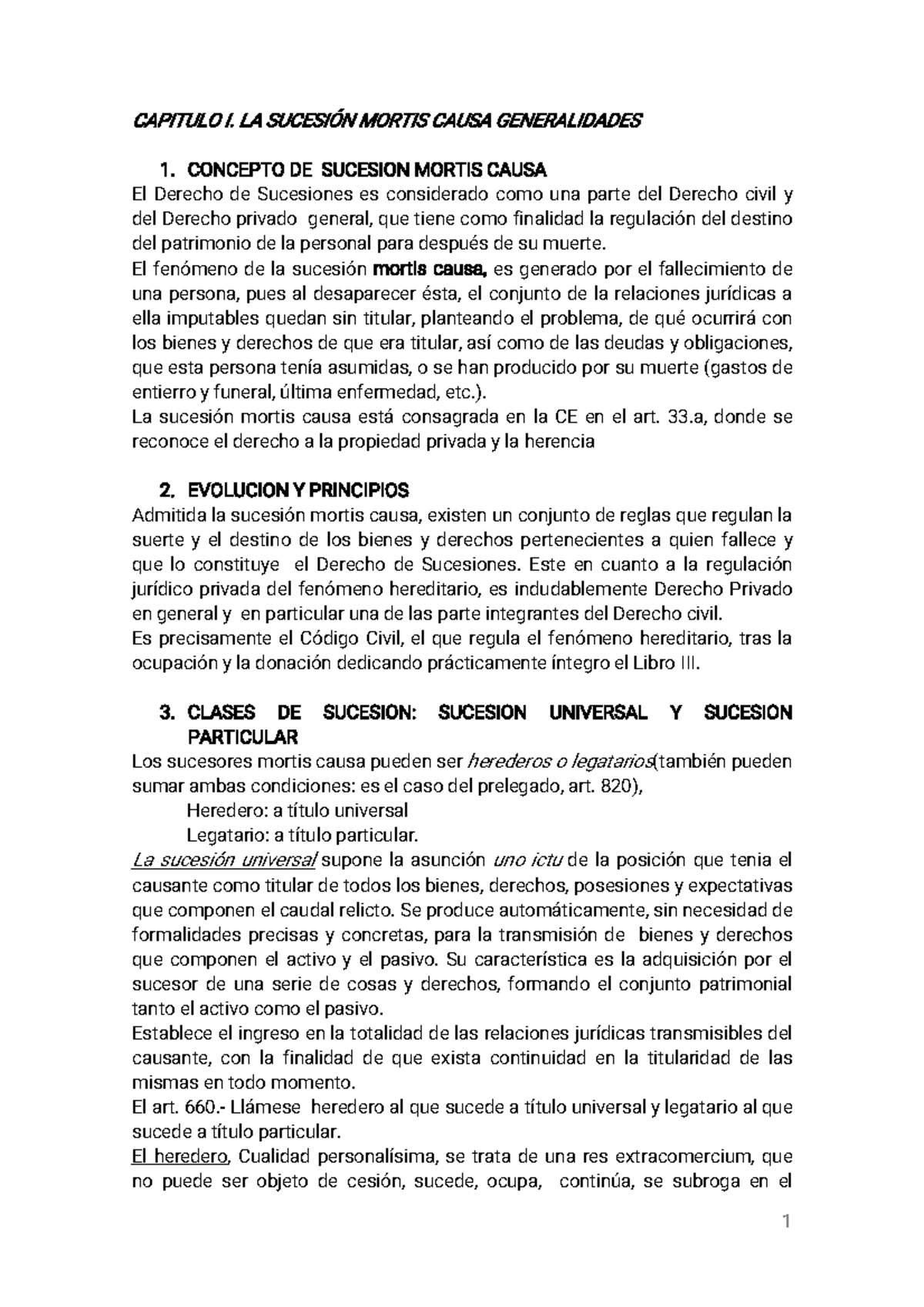 Sucesiones - C A P I T U L O I. L A S U C E S I Ó N M O R T I S C A U S ...