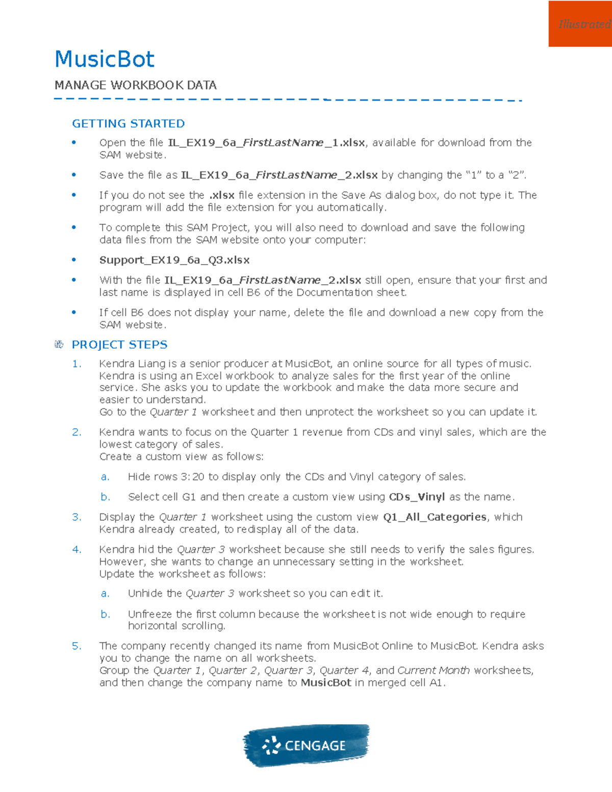 AIM 121 Assignment Instructions IL EX19 6a - MusicBot MANAGE WORKBOOK DATA GETTING STARTED Open ...
