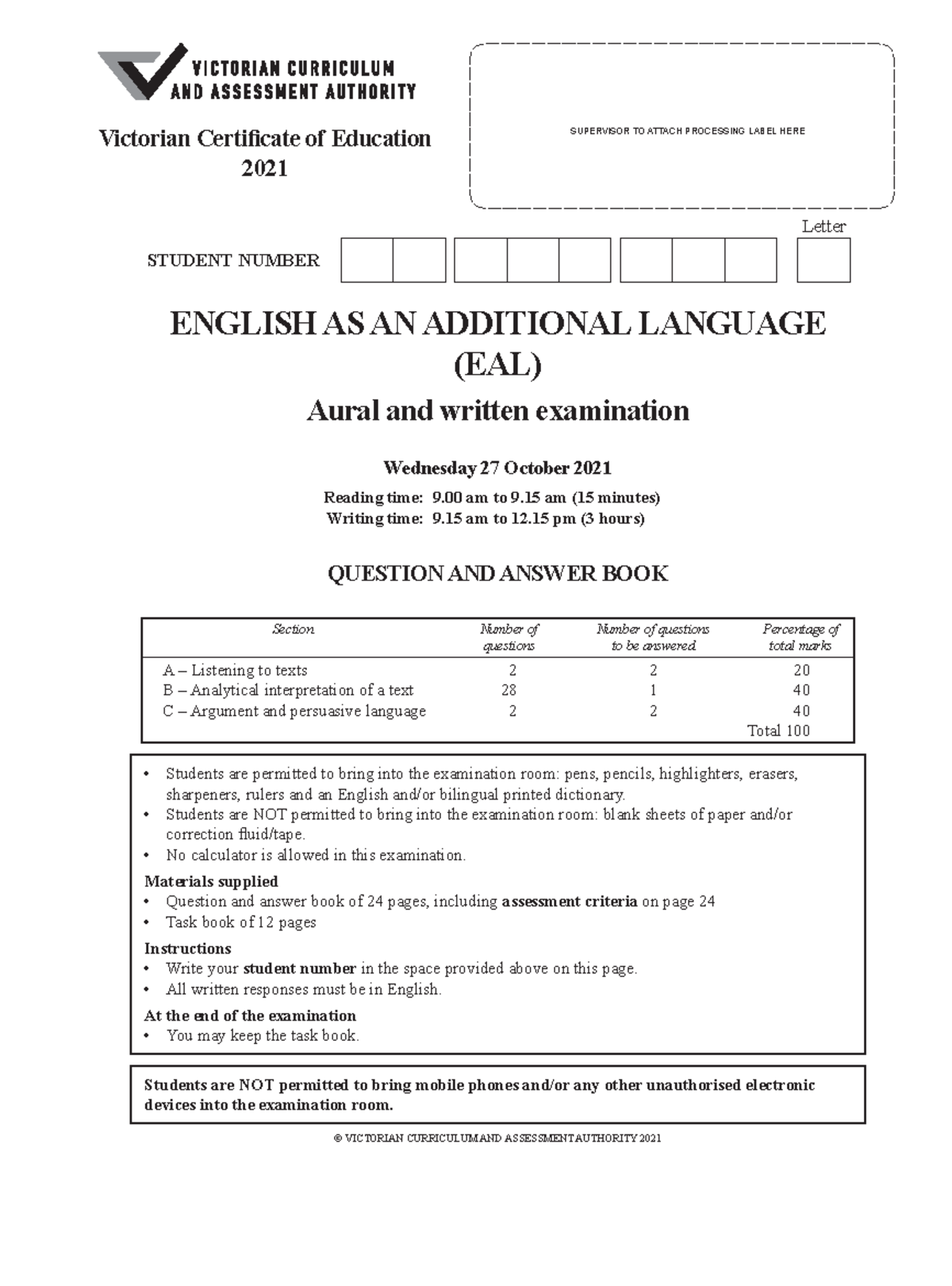 2021EAL - eal practice exam - ENGLISH AS AN ADDITIONAL LANGUAGE (EAL ...