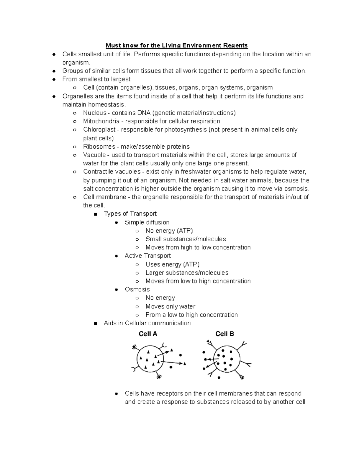 Copy of living env - notes i took in class to prepare for an exam ...