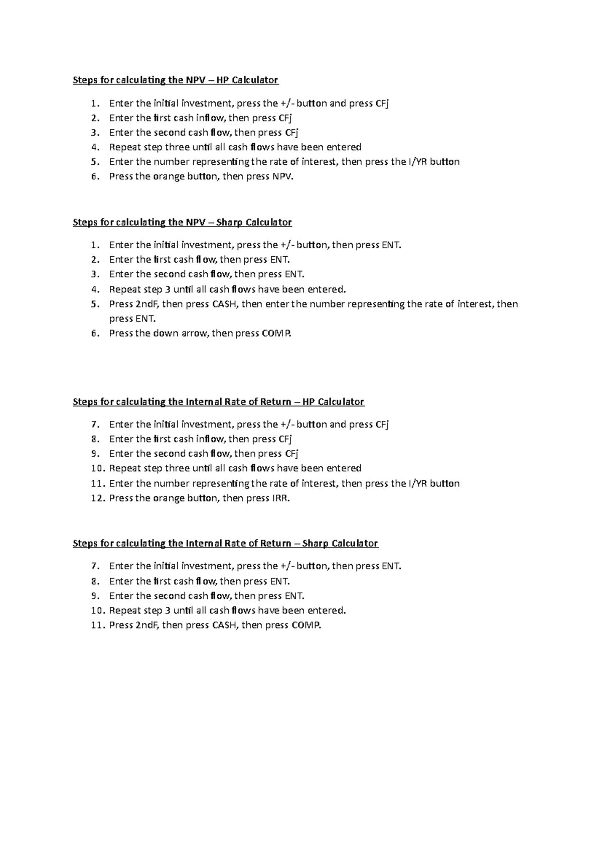 Steps For Calculating The NPV And IRR Using A Financial Calculator steps-for-calculating-the-npv-and-irr-using-a-financial-calculator