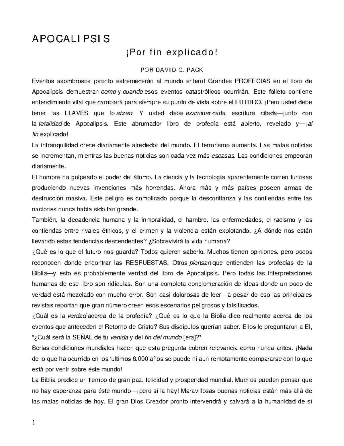 Apocalipsis ¡por fin explicado - APOCALIPSIS ¡Por fin explicado! POR ...