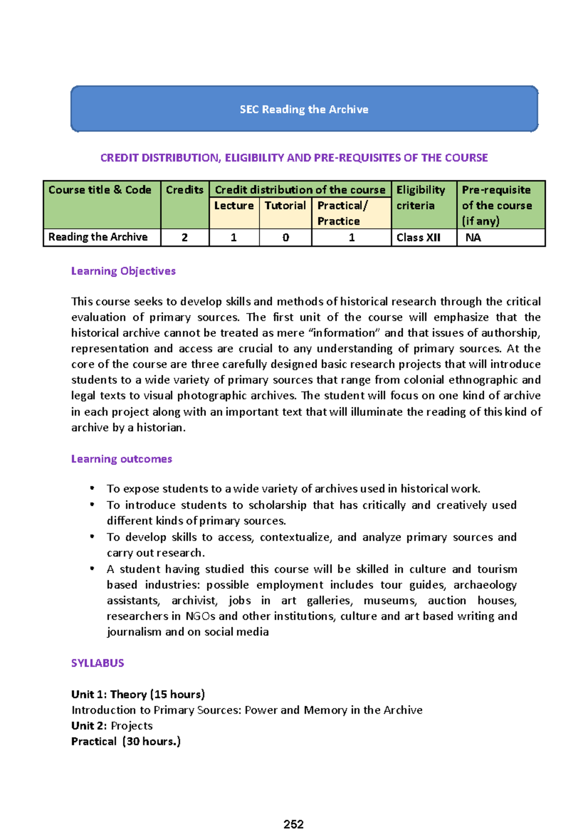 Sec NEP- Reading the Archive - CREDIT DISTRIBUTION, ELIGIBILITY AND PRE ...