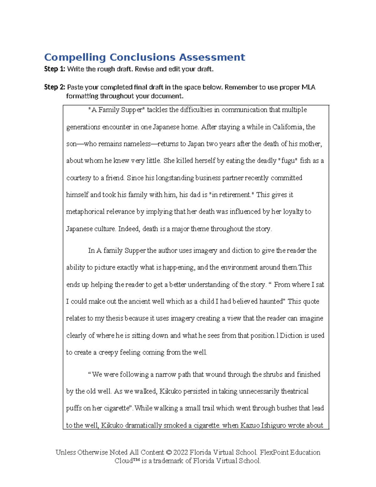 Compelling conclusions assess rubric - Compelling Conclusions ...