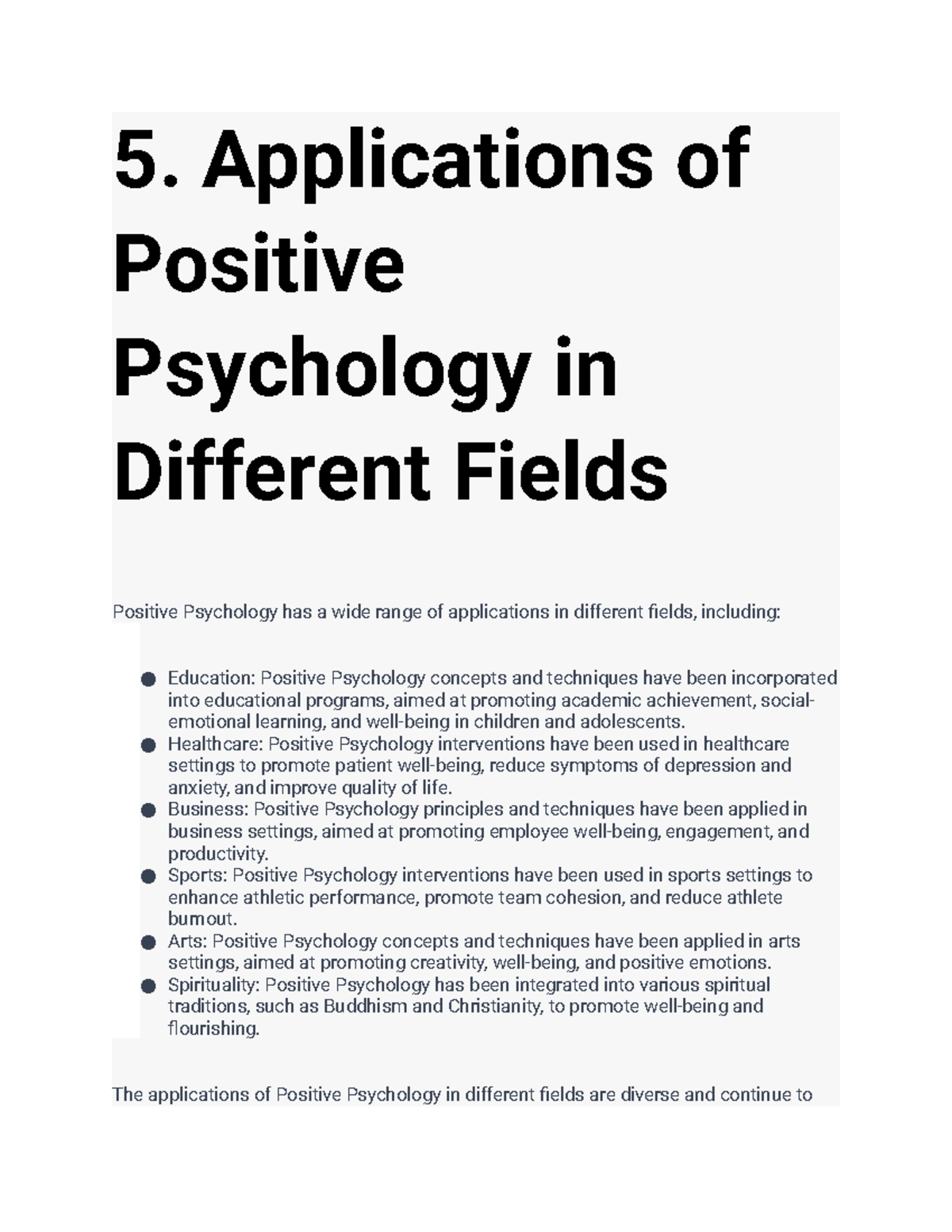 Positive Psychology 5-6 - 5. Applications of Positive Psychology in ...