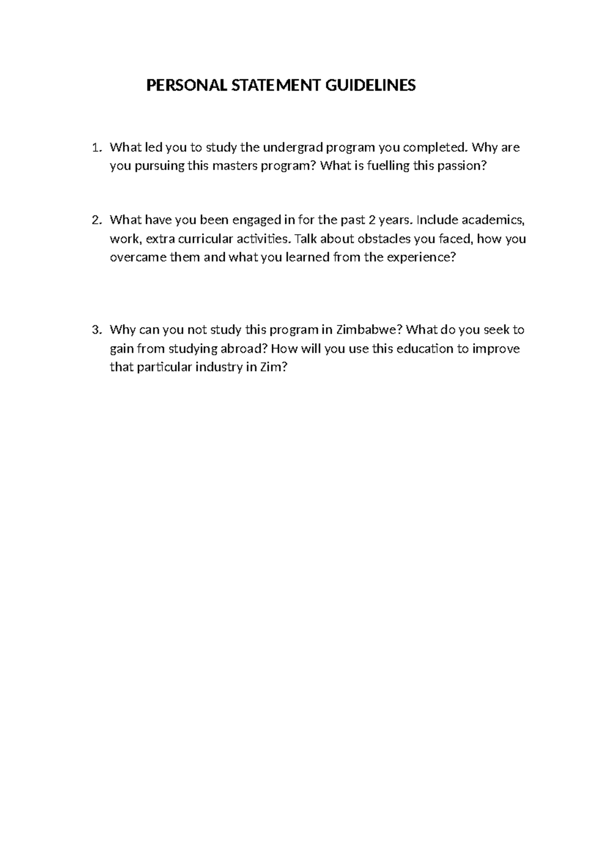 Personal Statement Guidelines - PERSONAL STATEMENT GUIDELINES 1. What ...