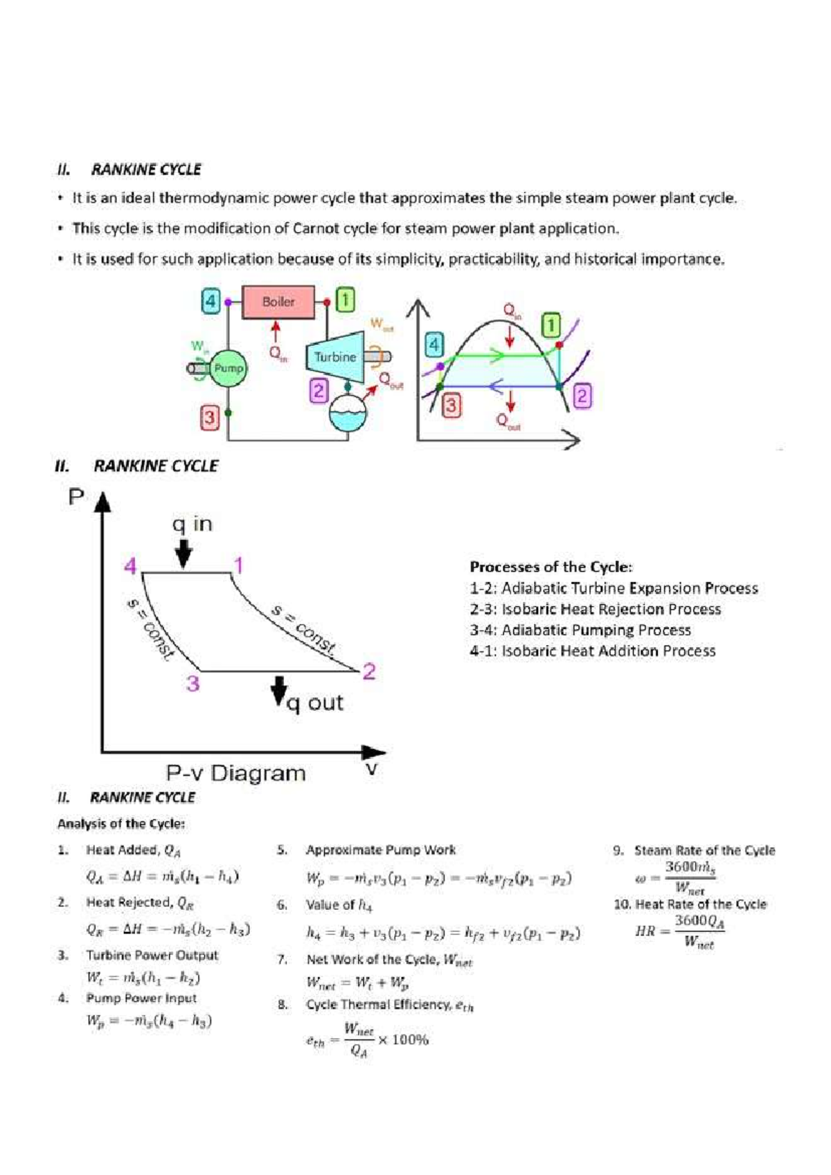 Rankine Cycle Thermo - II. RANKINE CYCLE It is an ideal thermodynamic ...