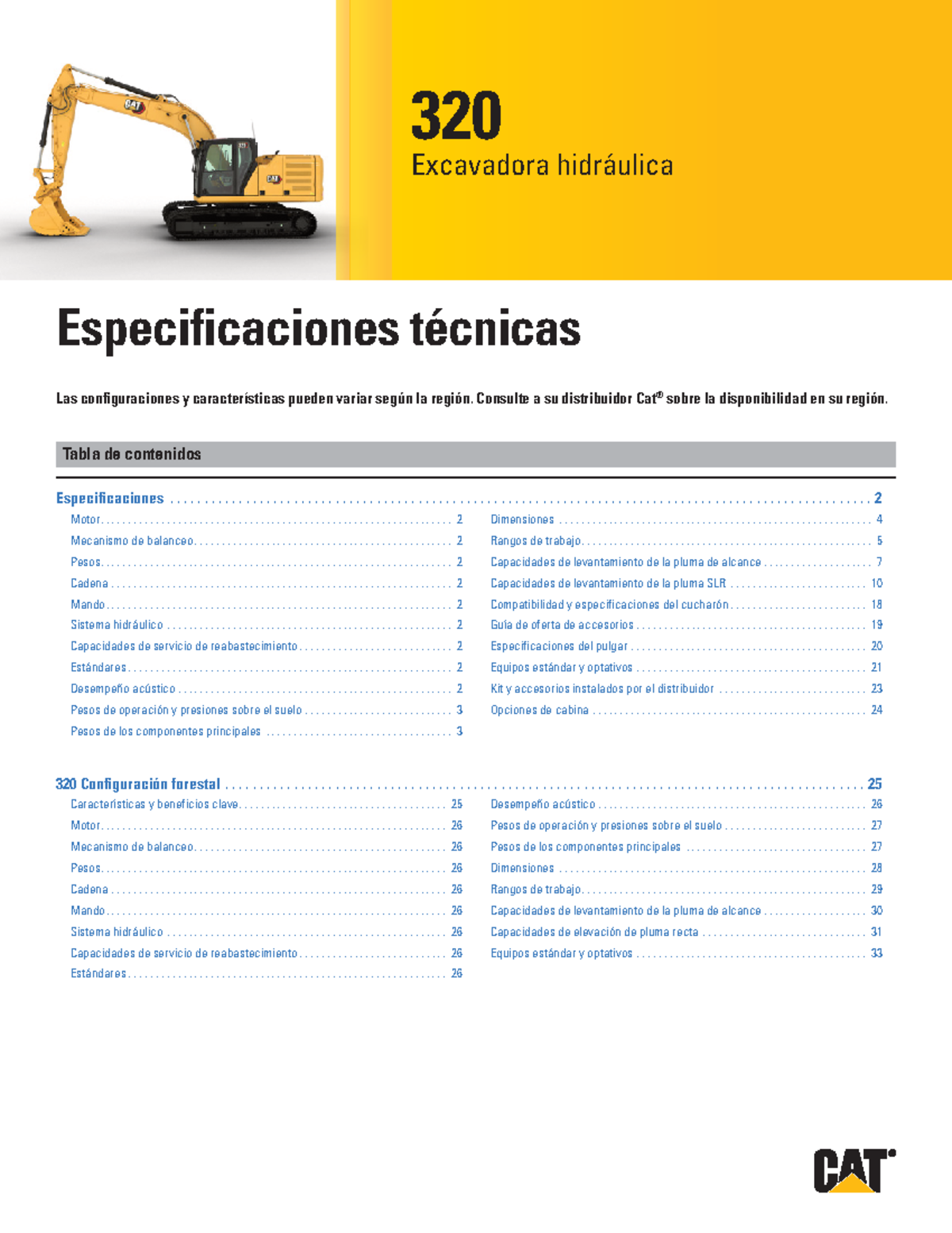 Ficha tecnica Excavadora 320 - Excavadora hidráulica Especificaciones técnicas Las ...