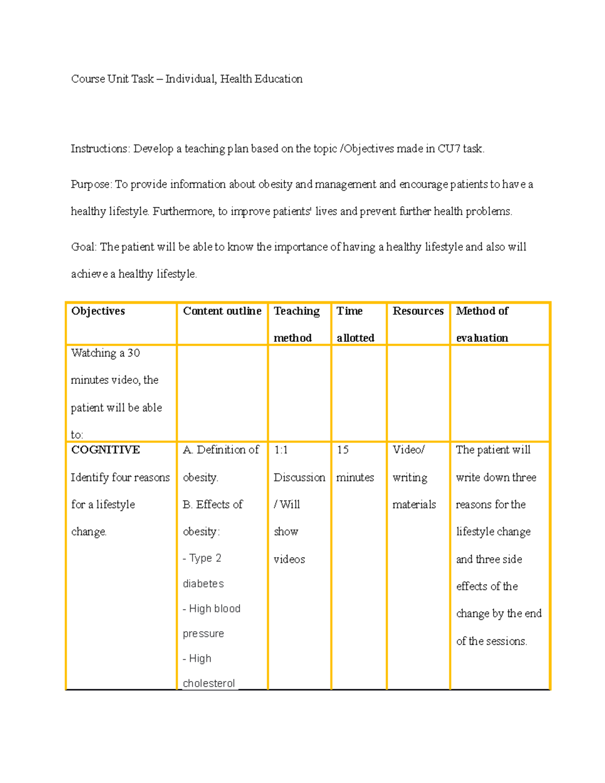 Course+Unit+Task+-+Individual - Course Unit Task – Individual, Health ...