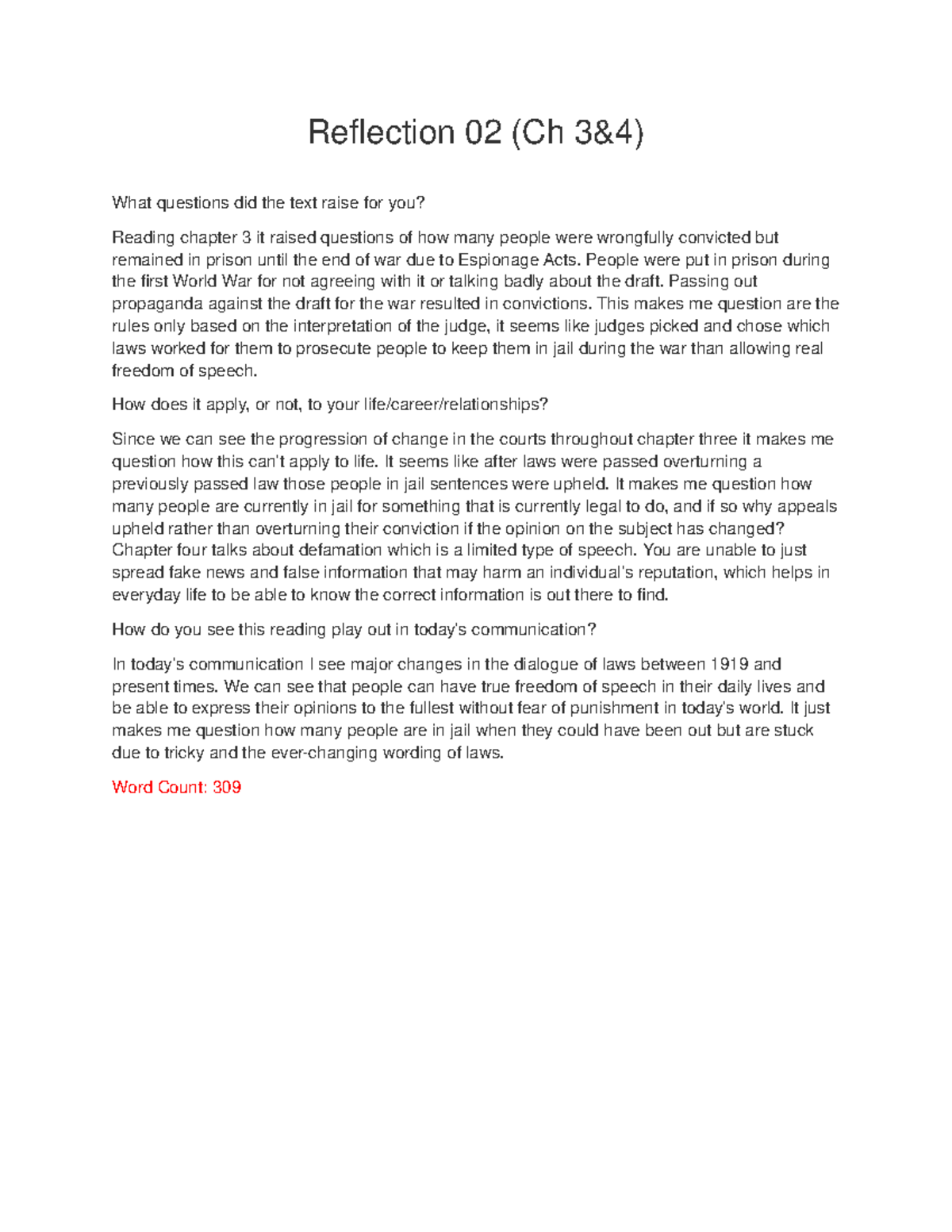 Reflection 02 - question, apply, communicate - Reflecti on 02 (Ch 3&4 ...