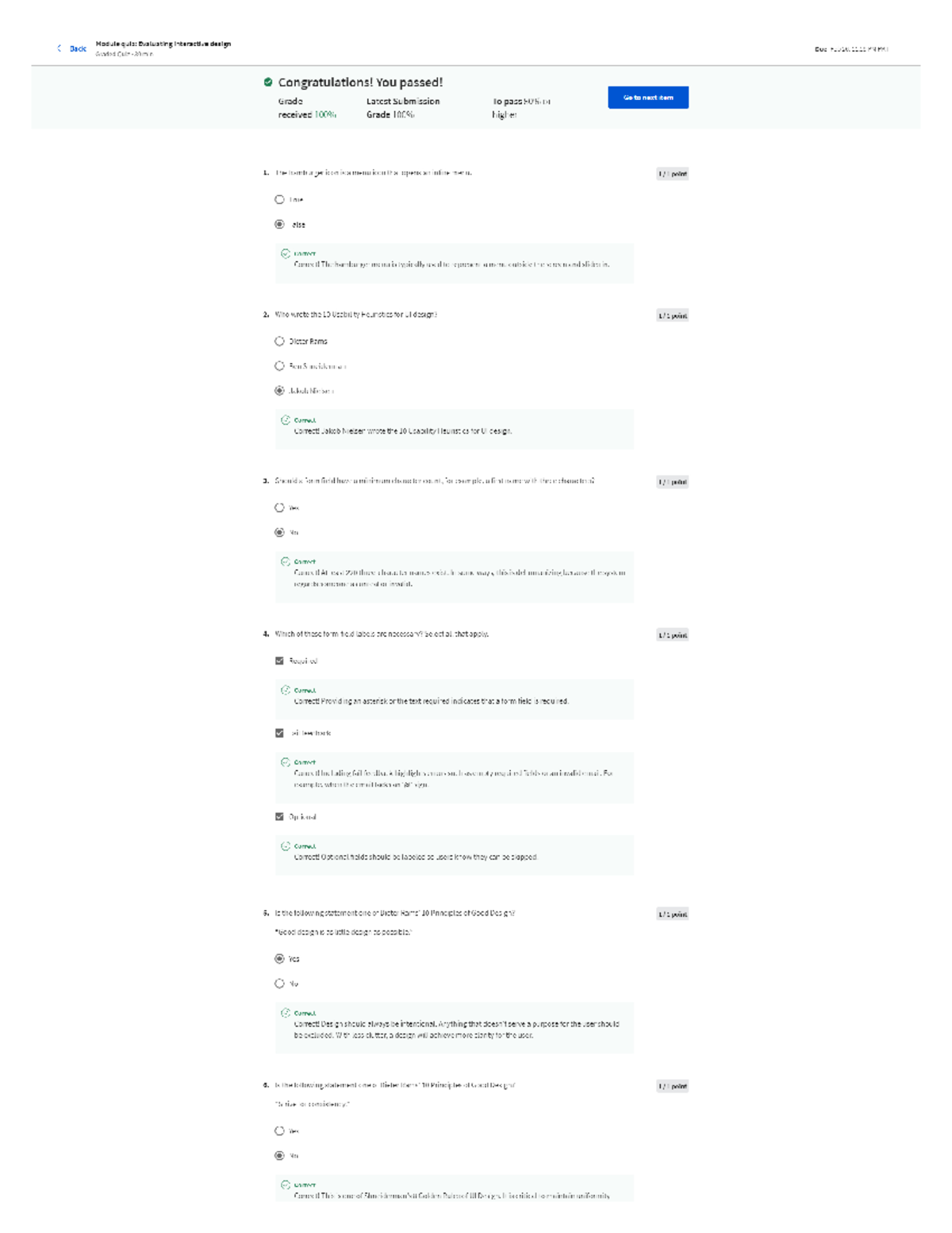 Module quiz: Evaluating interactive design - web development - Studocu