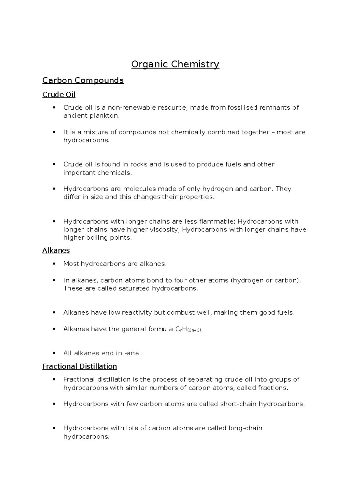 Organic Chemistry - topic 7 - Organic Chemistry Carbon Compounds Crude ...