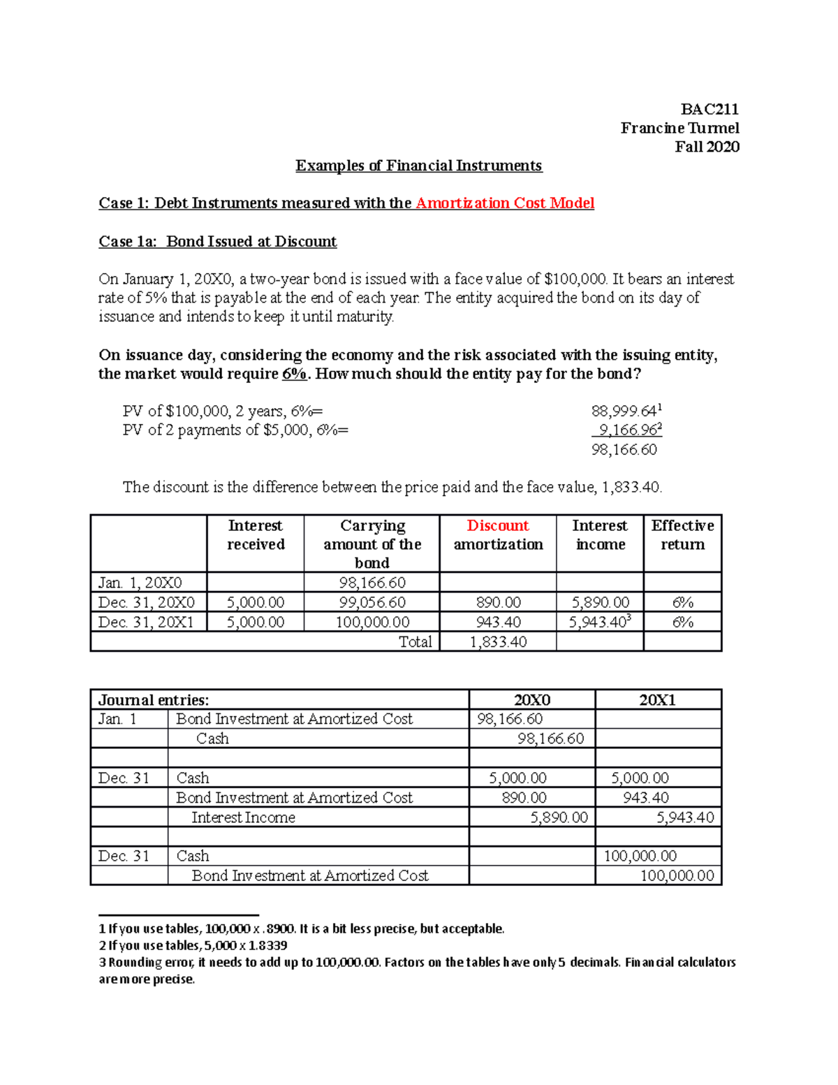 Examples on bonds at amortized cost - BAC Francine Turmel Fall 2020 ...