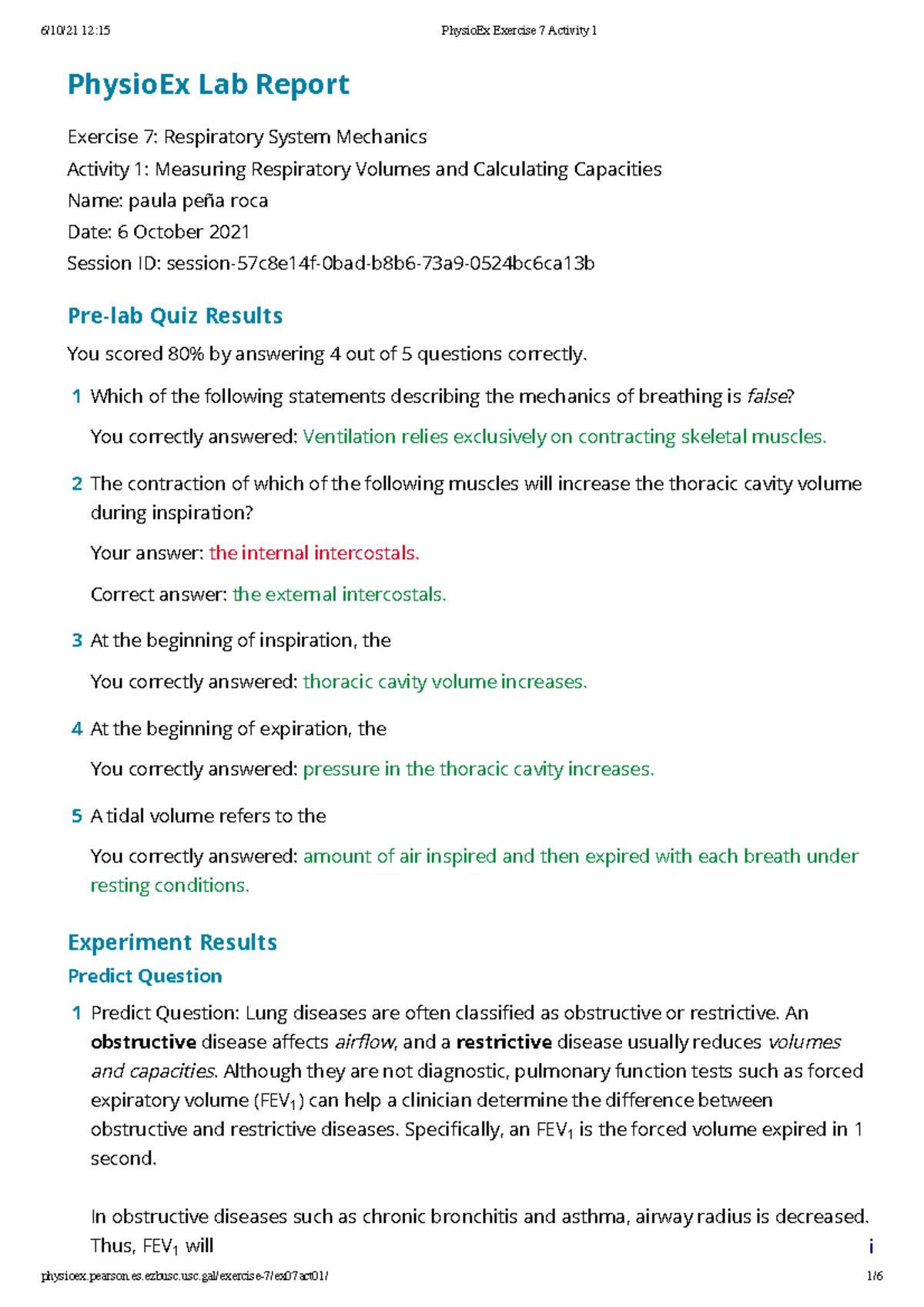 Physio Ex Exercise 7 Activity 1 - PhysioEx Lab Report Exercise 7 ...