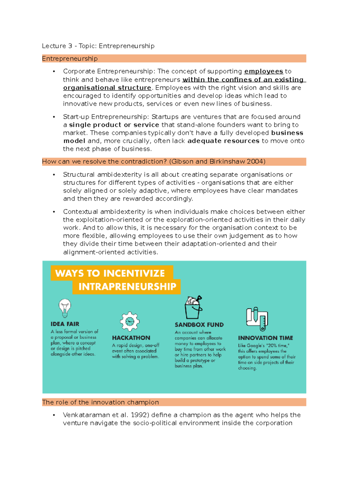 Topic 3 - entrepreneurship 1 - Lecture 3 - Topic: Entrepreneurship ...