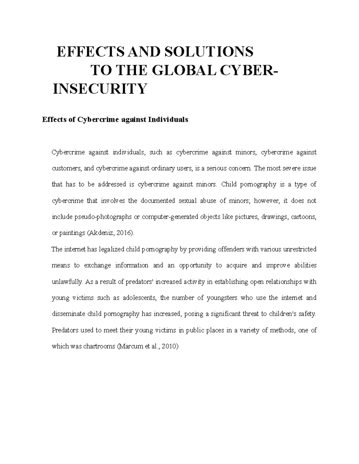 Cybercrime Against Individual - EFFECTS AND SOLUTIONS TO THE GLOBAL ...