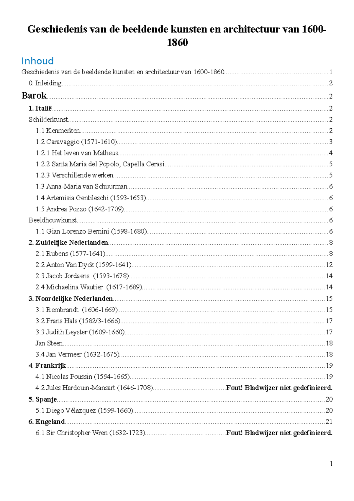 Barok samenvatting - Geschiedenis van de beeldende kunsten en architectuur van 16001860 Inhoud ...