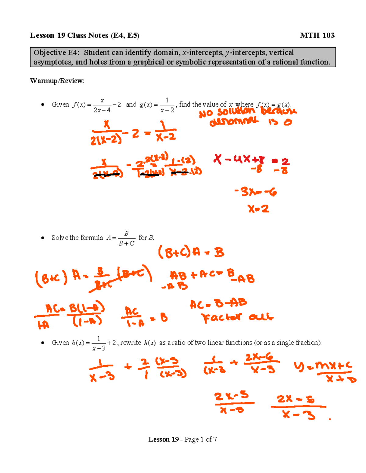 Blank Class Notes 19 (E4, E5) - Lesson 19 Class Notes (E4, E5) MTH 103 ...