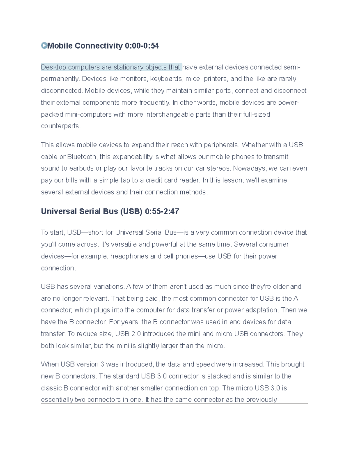 12.4.3 Mobile Device Connection Methods - Mobile Connectivity 0:00-0 ...
