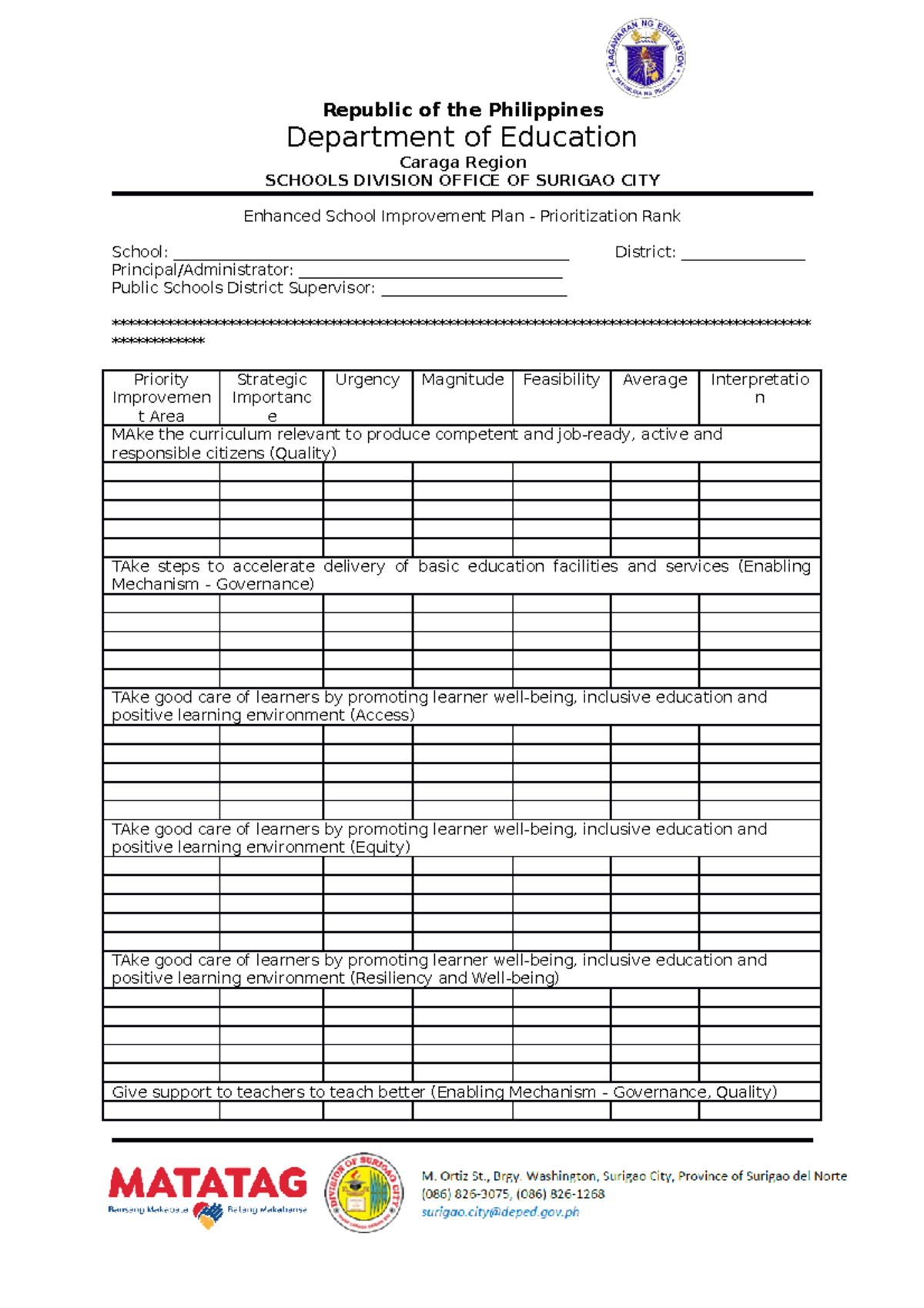 Enhanced SIP - Prioritization Rank - Republic of the Philippines ...