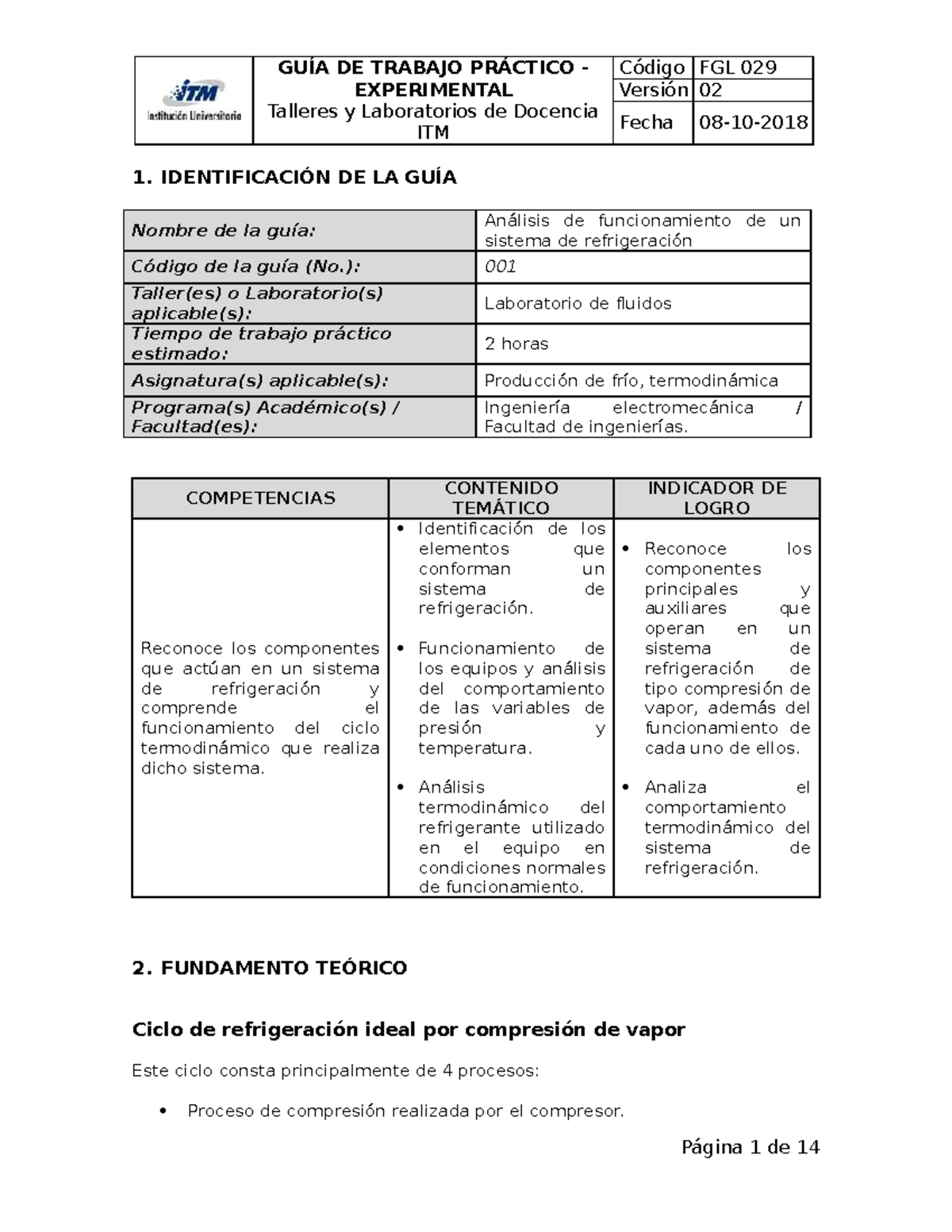 FGL 029 (TE-001) Análisis de funcionamiento de un sistema de ...