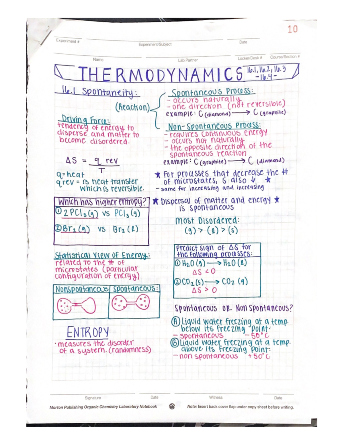 Thermodynamics Chapter 16 - CHEM 1160 - Studocu
