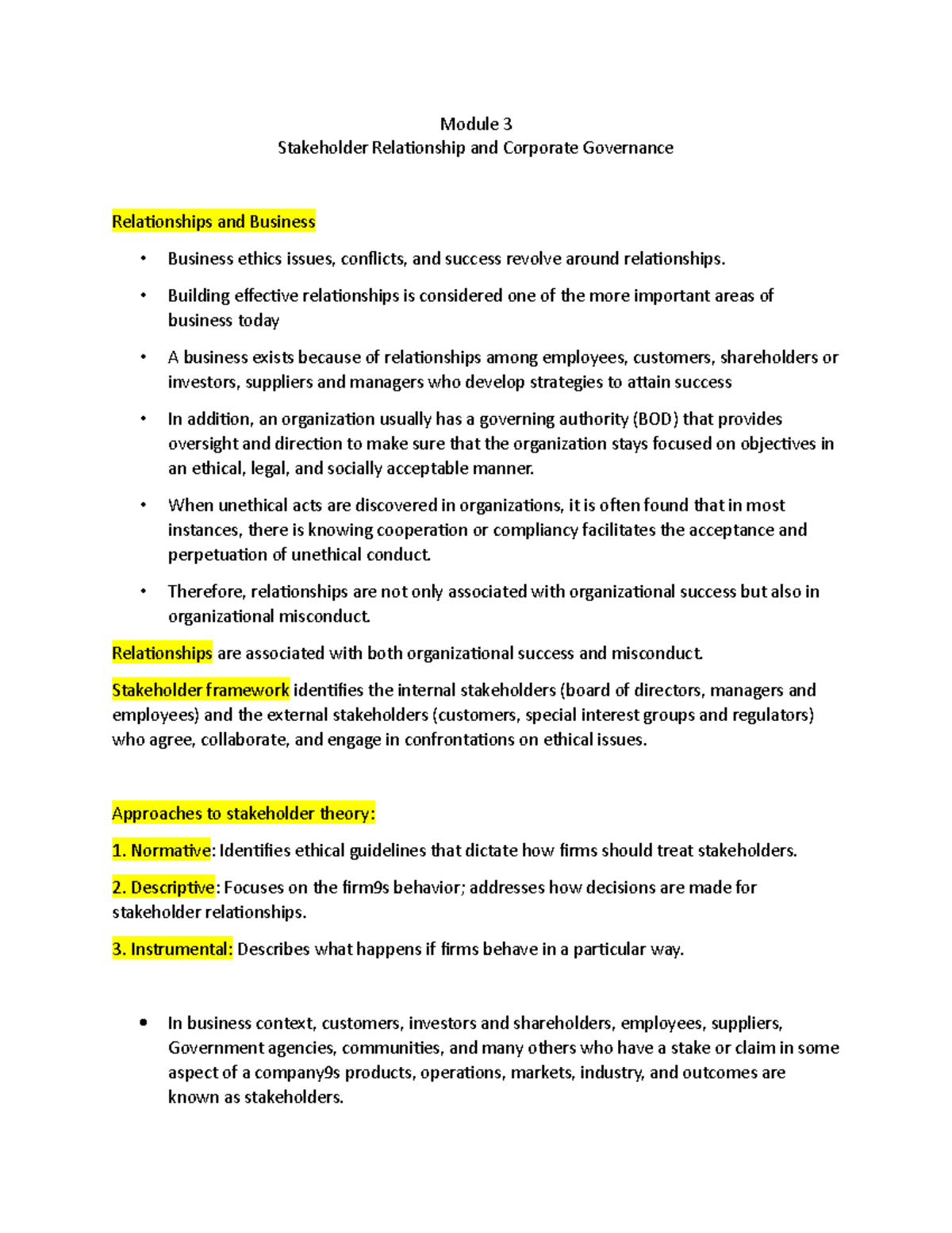 Good Gov Module 3 - Summary Notes - Module 3 Stakeholder Relationship ...