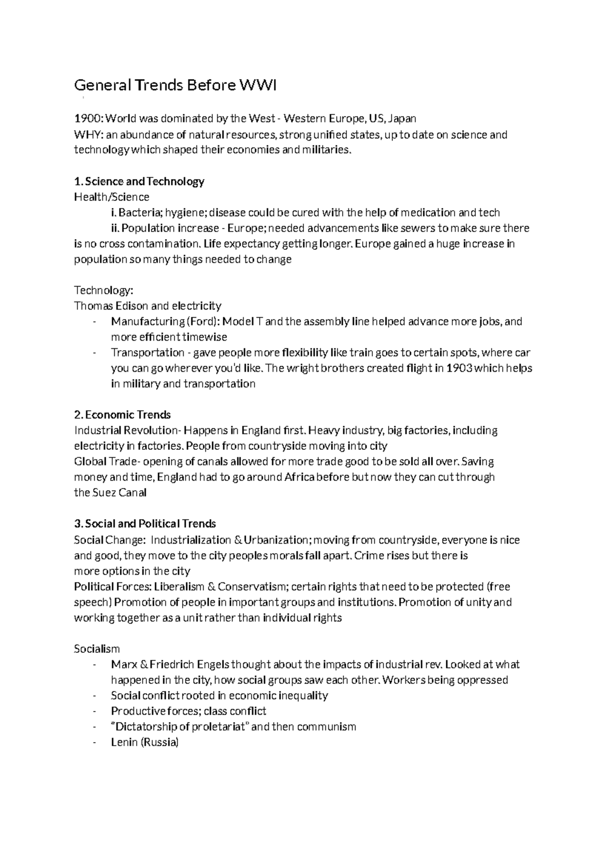 Genral Trends Before WWI - General Trends Before WWI 1900: World was ...