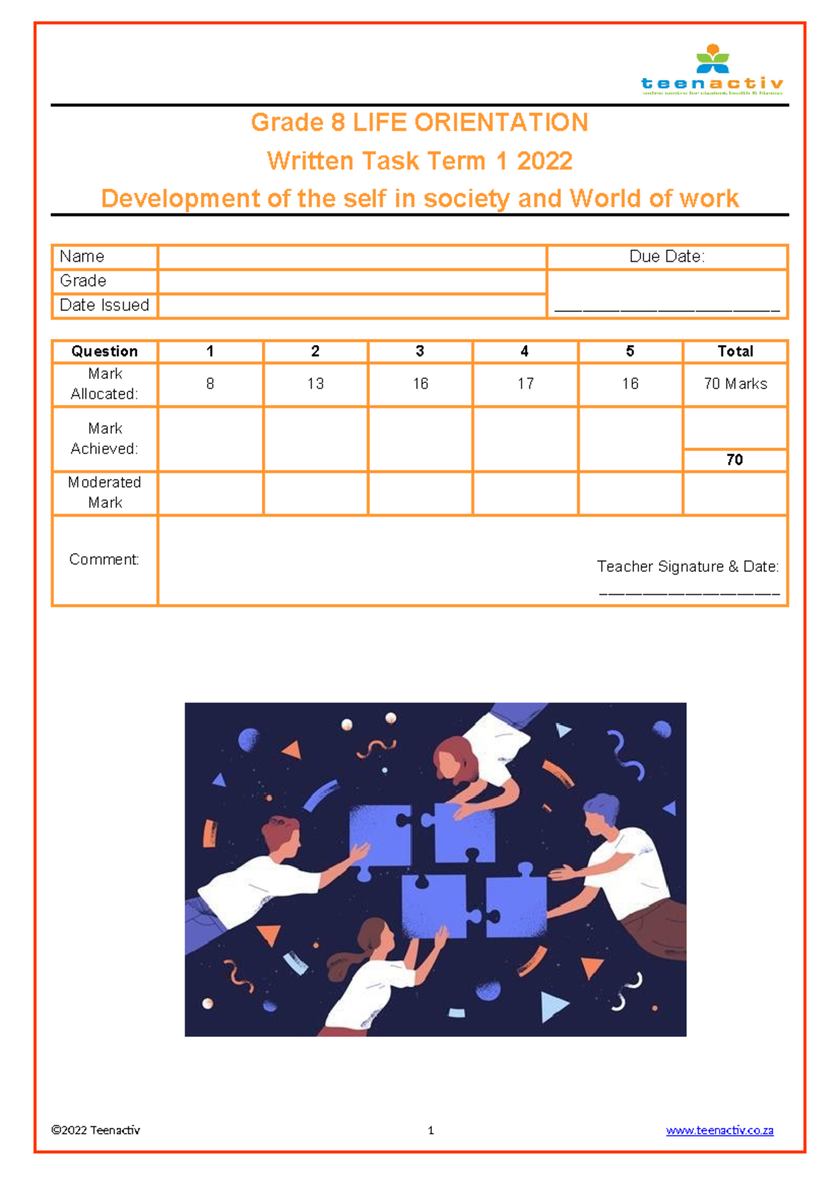 Gr8 T1 DSS WOW Written Task 2022 Individual - Grade 8 LIFE ORIENTATION ...