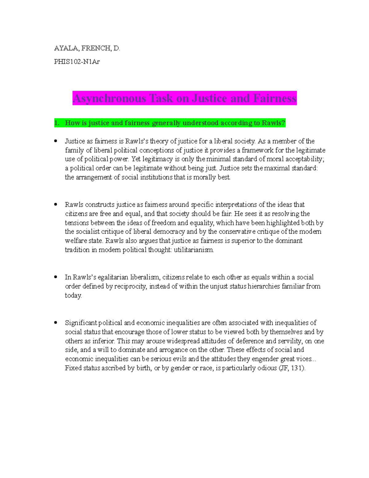 Ayala - Asynchronous Task - AYALA, FRENCH, D. PHIS102-N1Ar Asynchronous ...