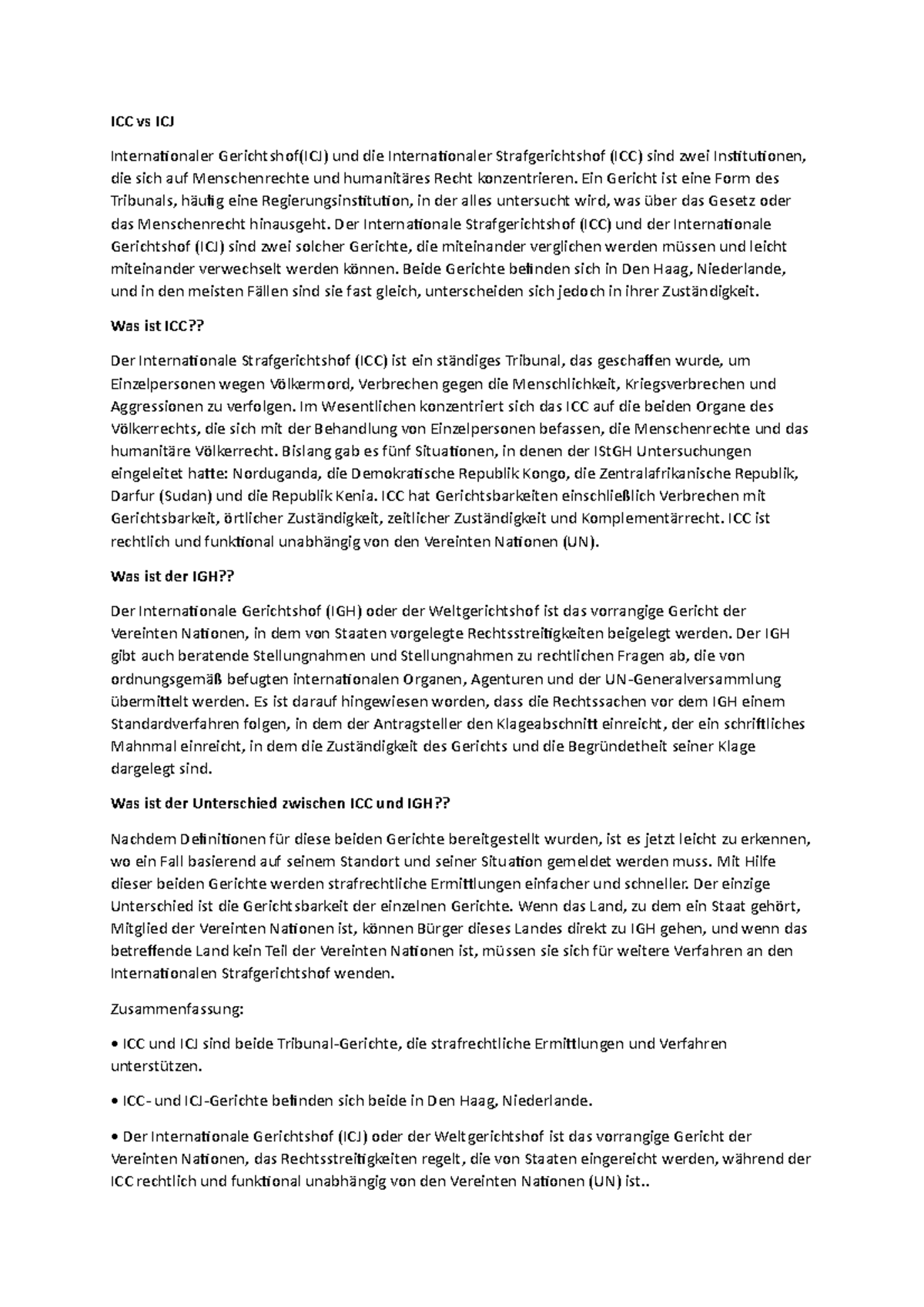 ICC und ICJ - Direkter Vergleich ICC und ICJ - ICC vs ICJ ...