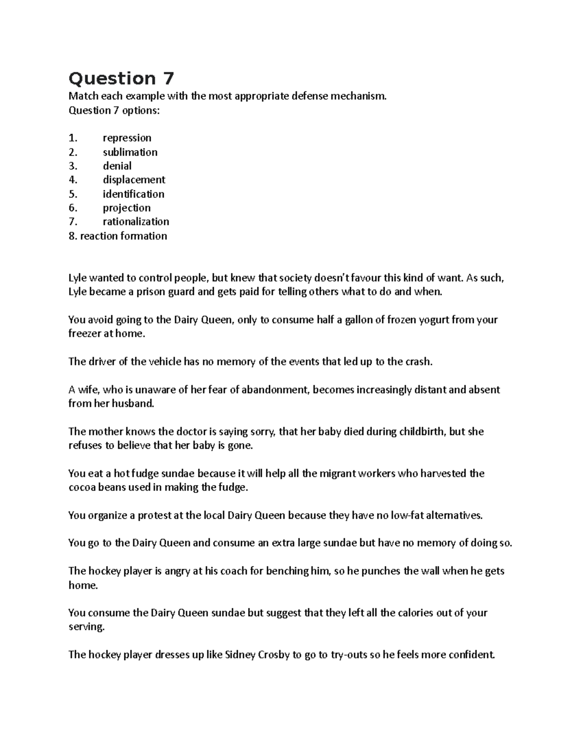 Psych Question 17 - Chapter 12 Assignment - Question 7 Match each ...