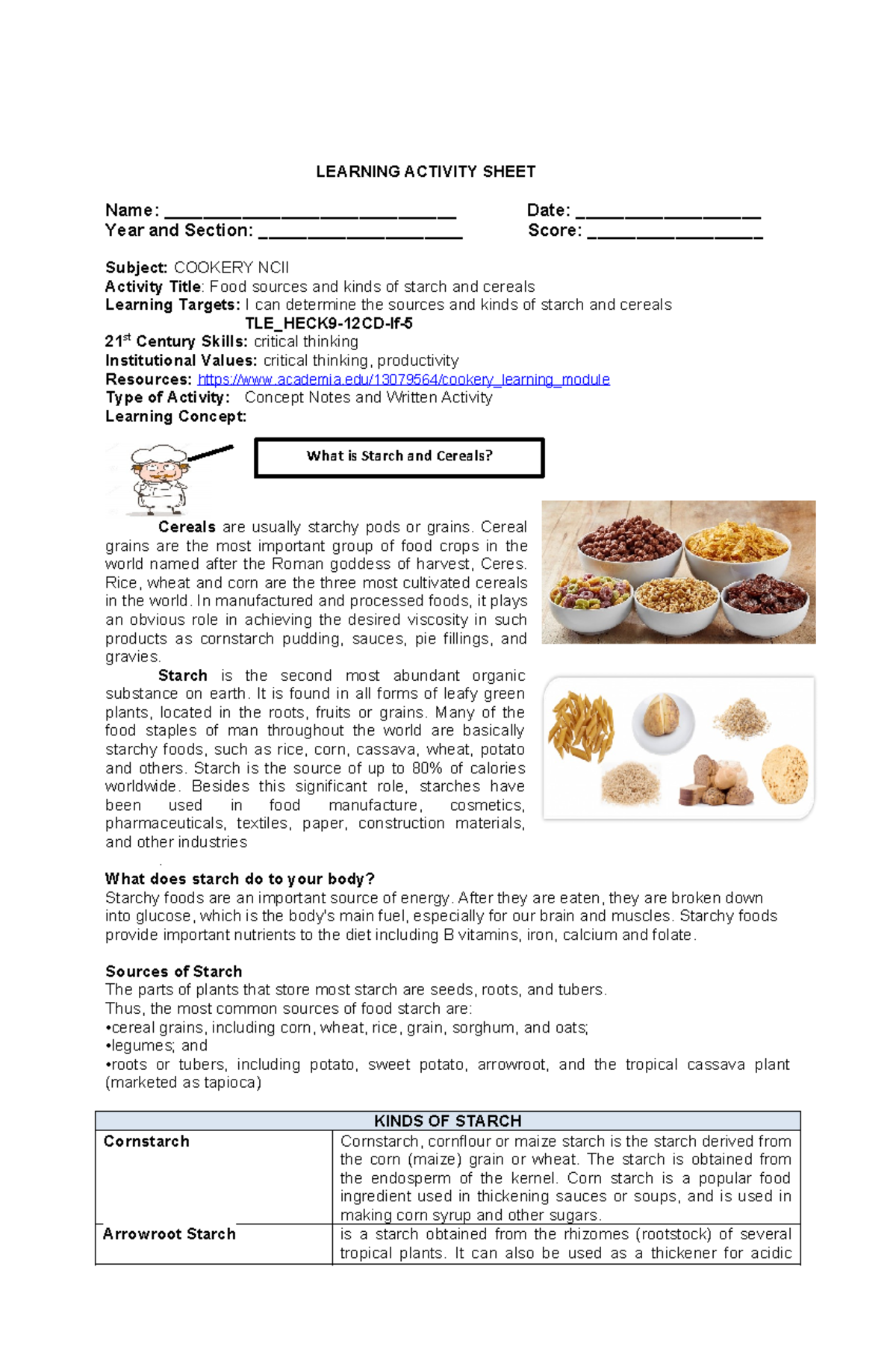 Learning-activity-sheet-cookery compress - LEARNING ACTIVITY SHEET Name ...