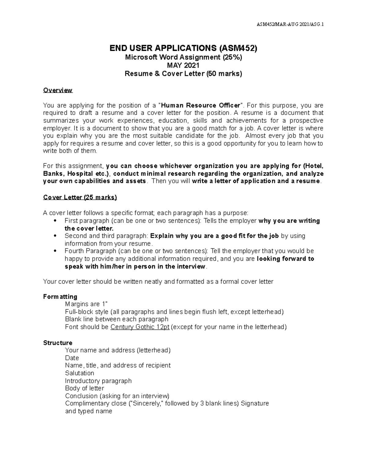 ASM452 ASG 1 WORD MAY 2021 - ASM452/MAR-AUG 2021/ASG. END USER ...