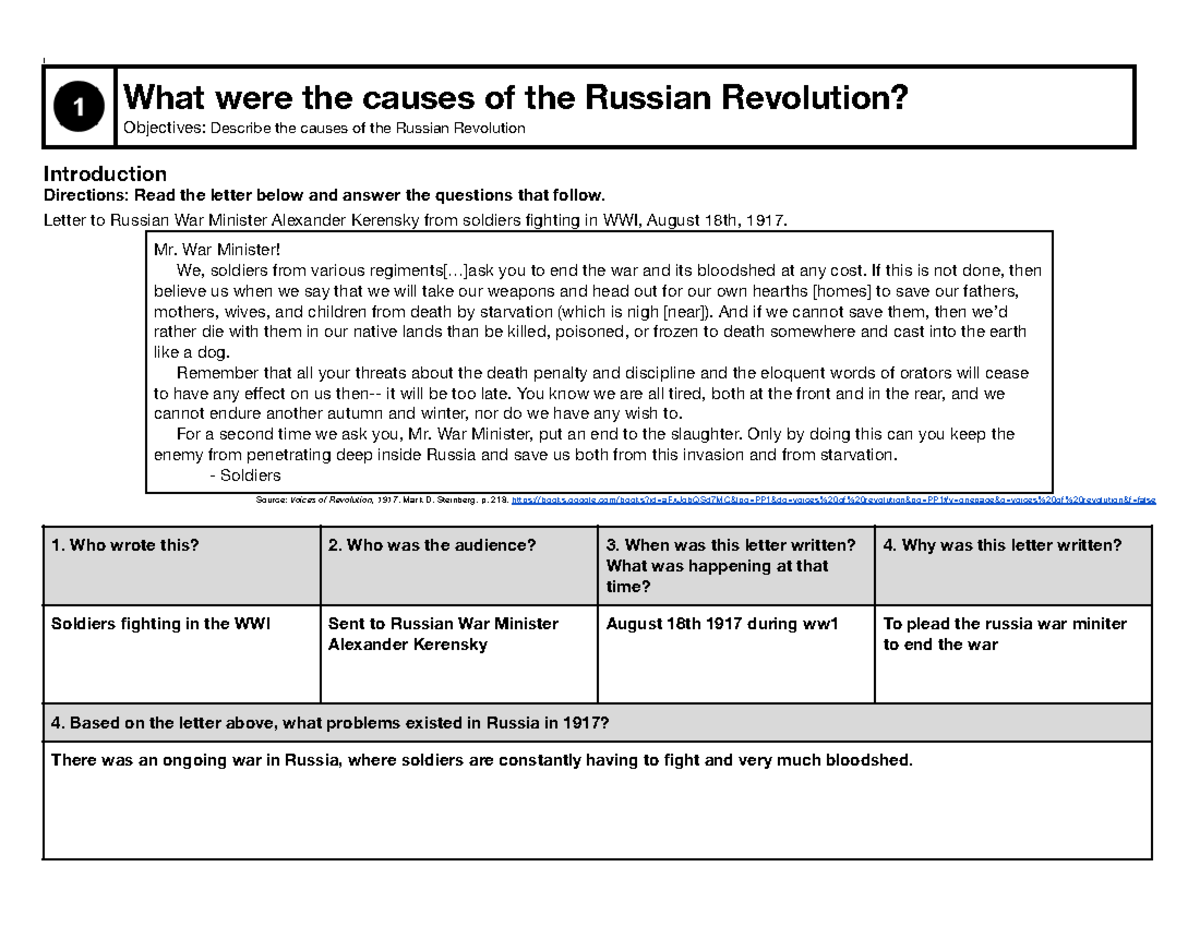 Kayla Lin - Causes of the Russian Revolution - l What were the causes ...