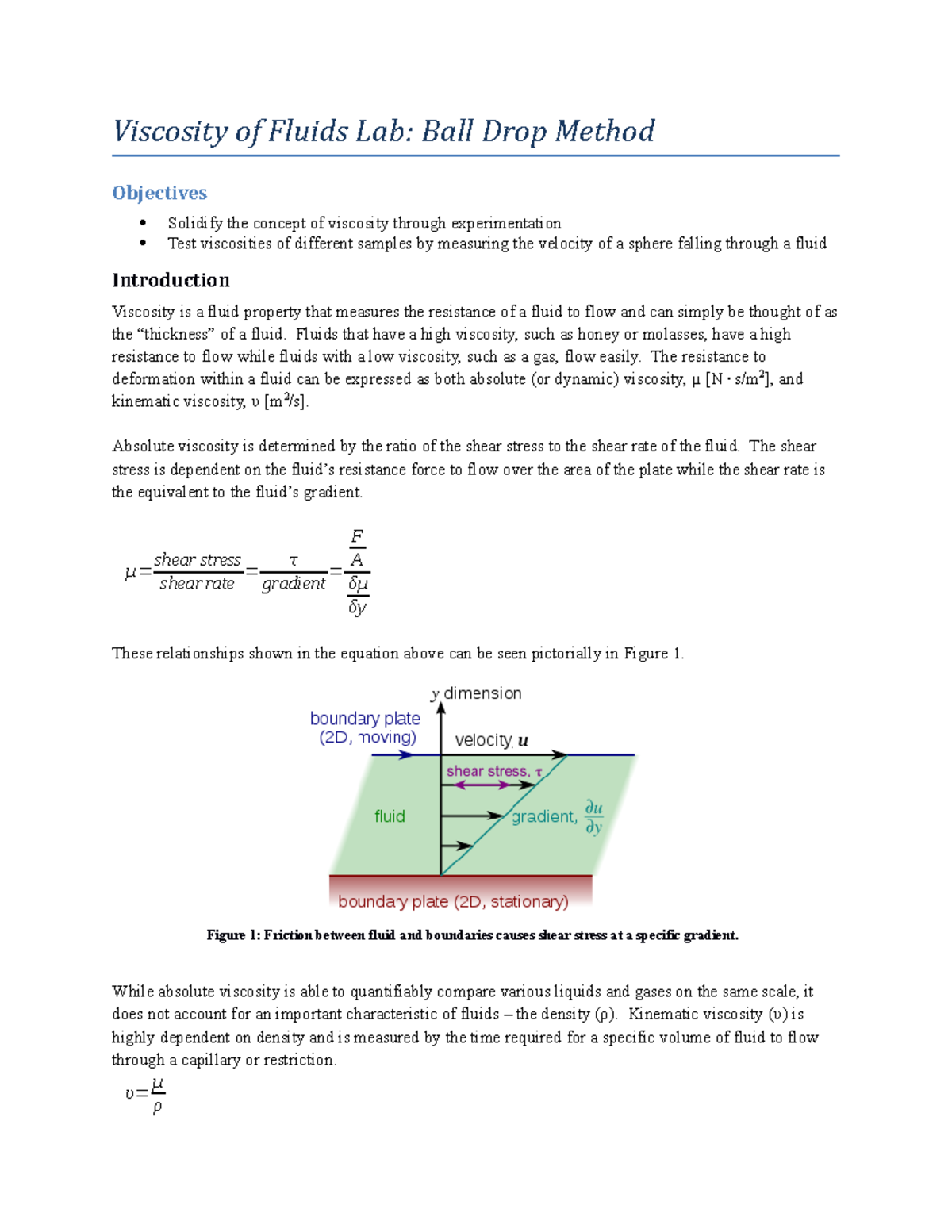 Viscosity of Fluids Lab (Ball Drop Method) - Viscosity of Fluids Lab ...