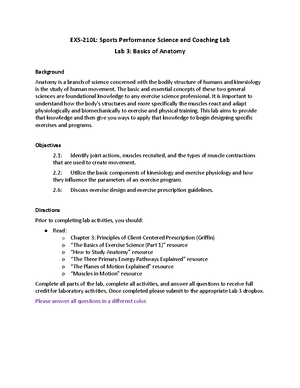 Lab 12 - Applied Exercise Prescription and Program Design - This lab ...