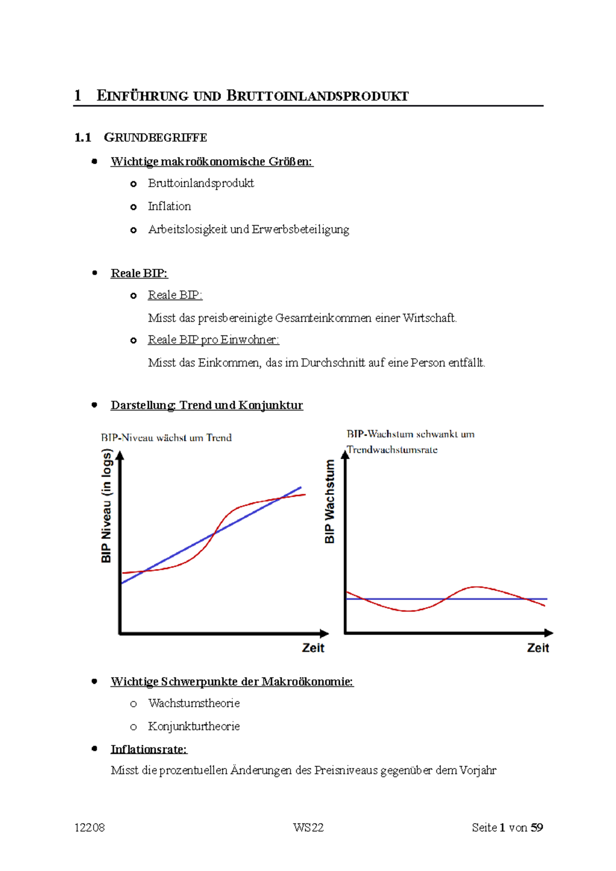 Zusammenfassung Makro 12208 - 1 EINFÜHRUNG UND BRUTTOINLANDSPRODUKT 1 ...