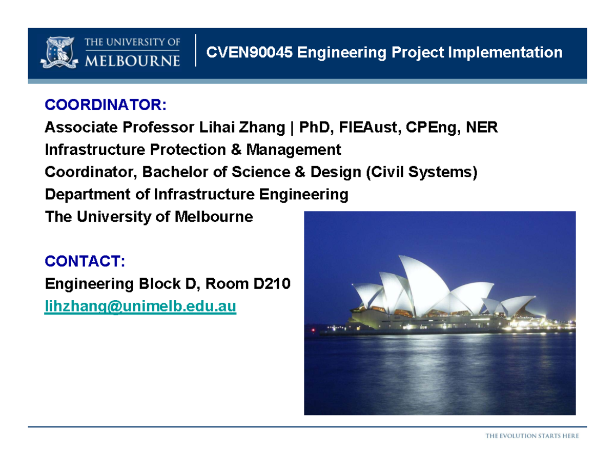 Week 1 - Lecture 1 - Week 1 - CVEN90045 Engineering Project ...