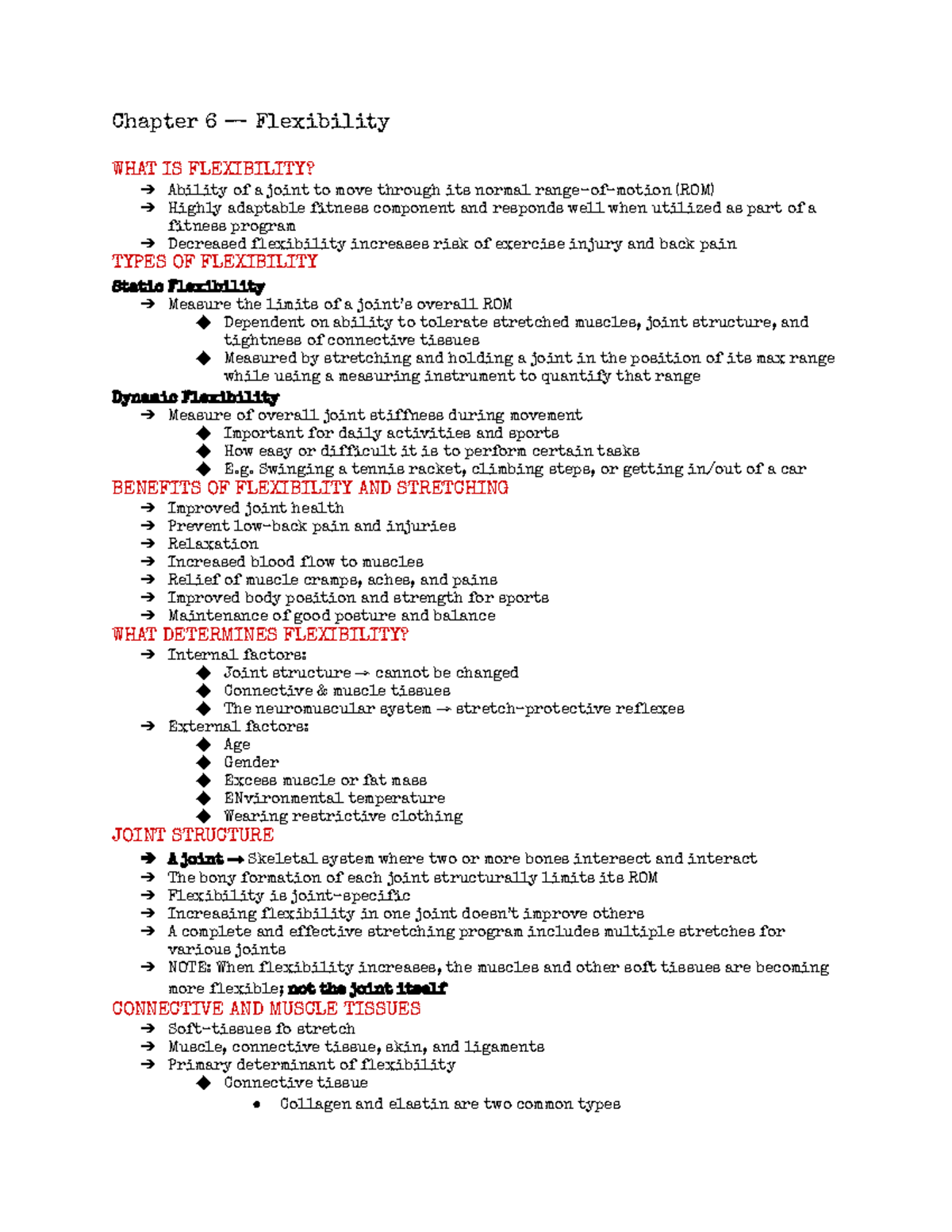 Chapter 6 — Flexibility - Chapter 6 — Flexibility WHAT IS FLEXIBILITY? Ability of a joint to ...