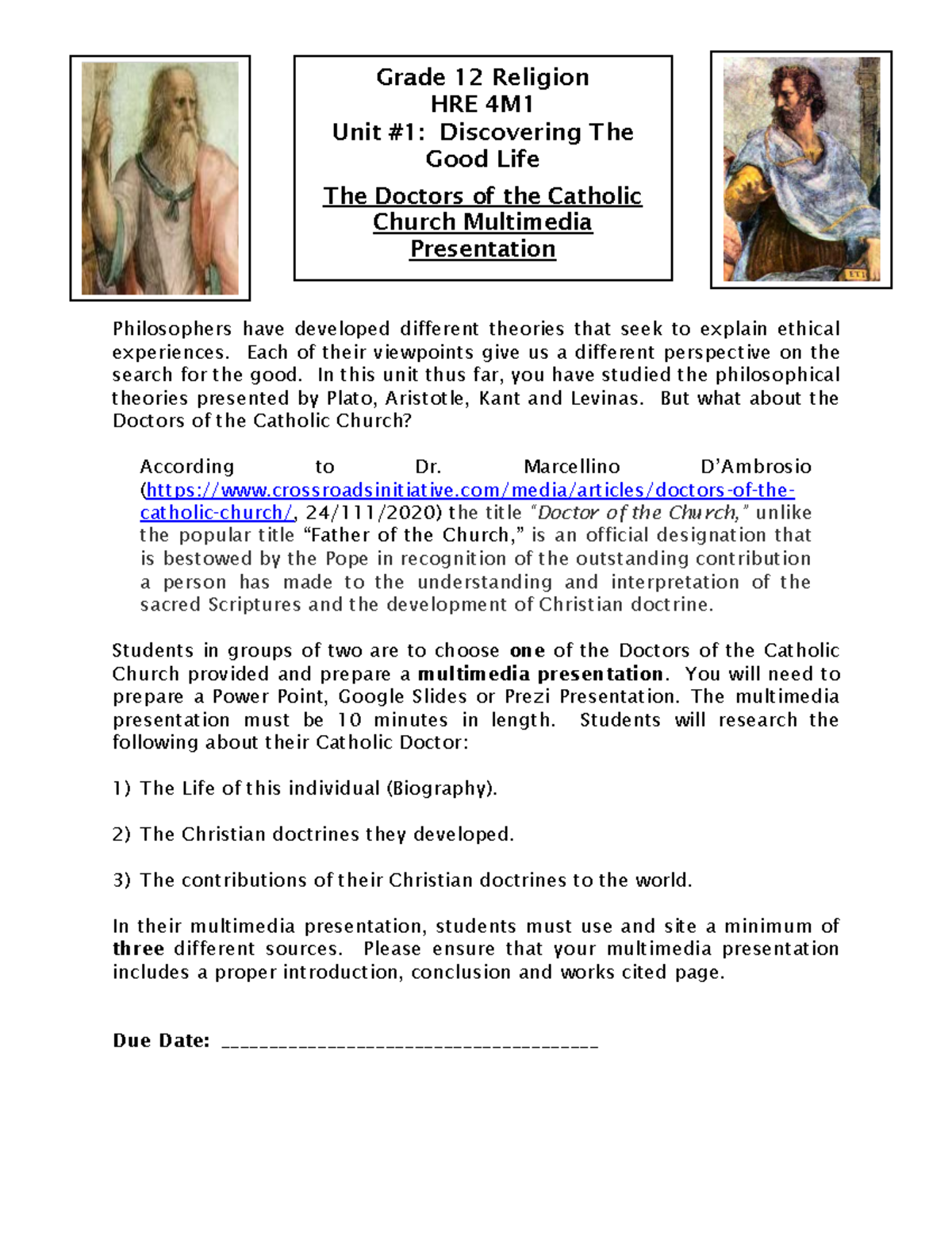 Unit #1-The Doctors of the Catholic Church Multimedia Presentation ...